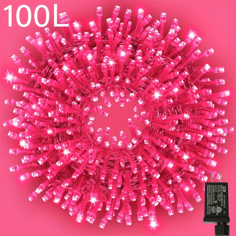 33ft Valentine Lights String, 100 LED Green Wire Pink Fairy Starry ...