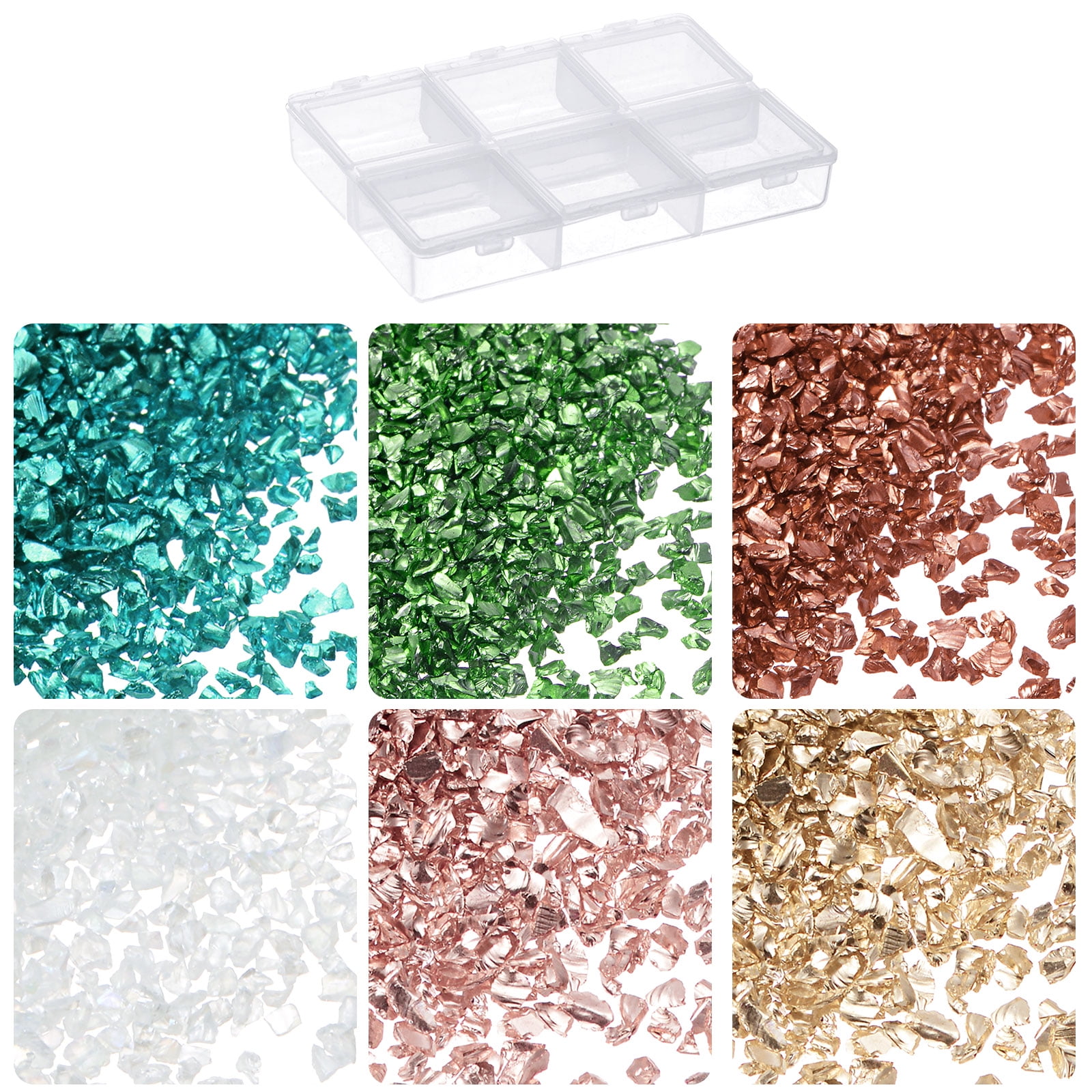 33g Crushed Glass Chips 6 Colors 1-3mm, Colorful Color - Walmart.com
