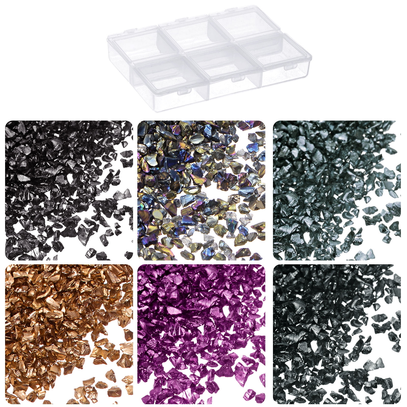 33g Crushed Glass Chips 6 Colors 1-3mm, Dark Color Series - Walmart.com