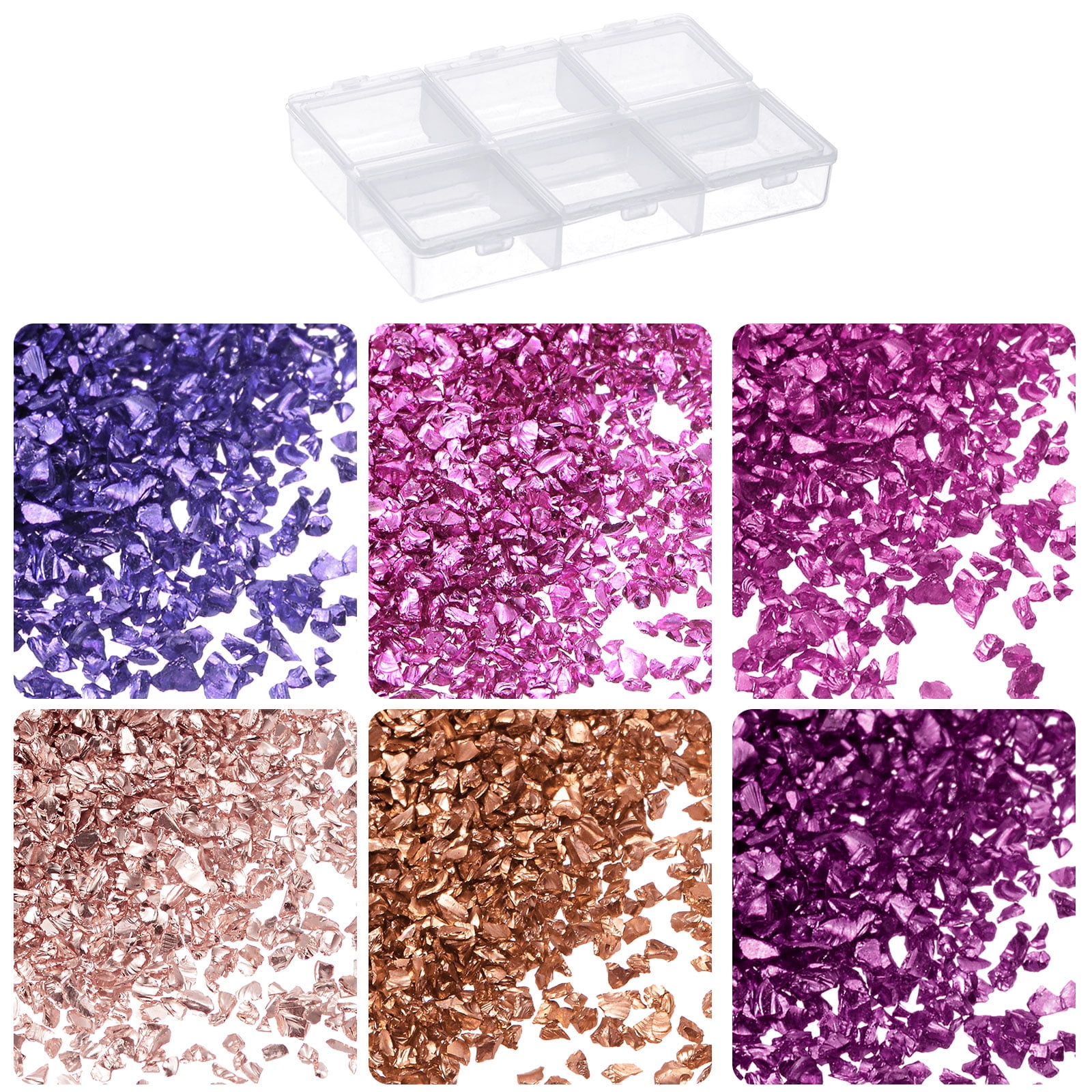 33g Crushed Glass Chips 6 Colors 1-3mm, Pink Color Series - Walmart.com