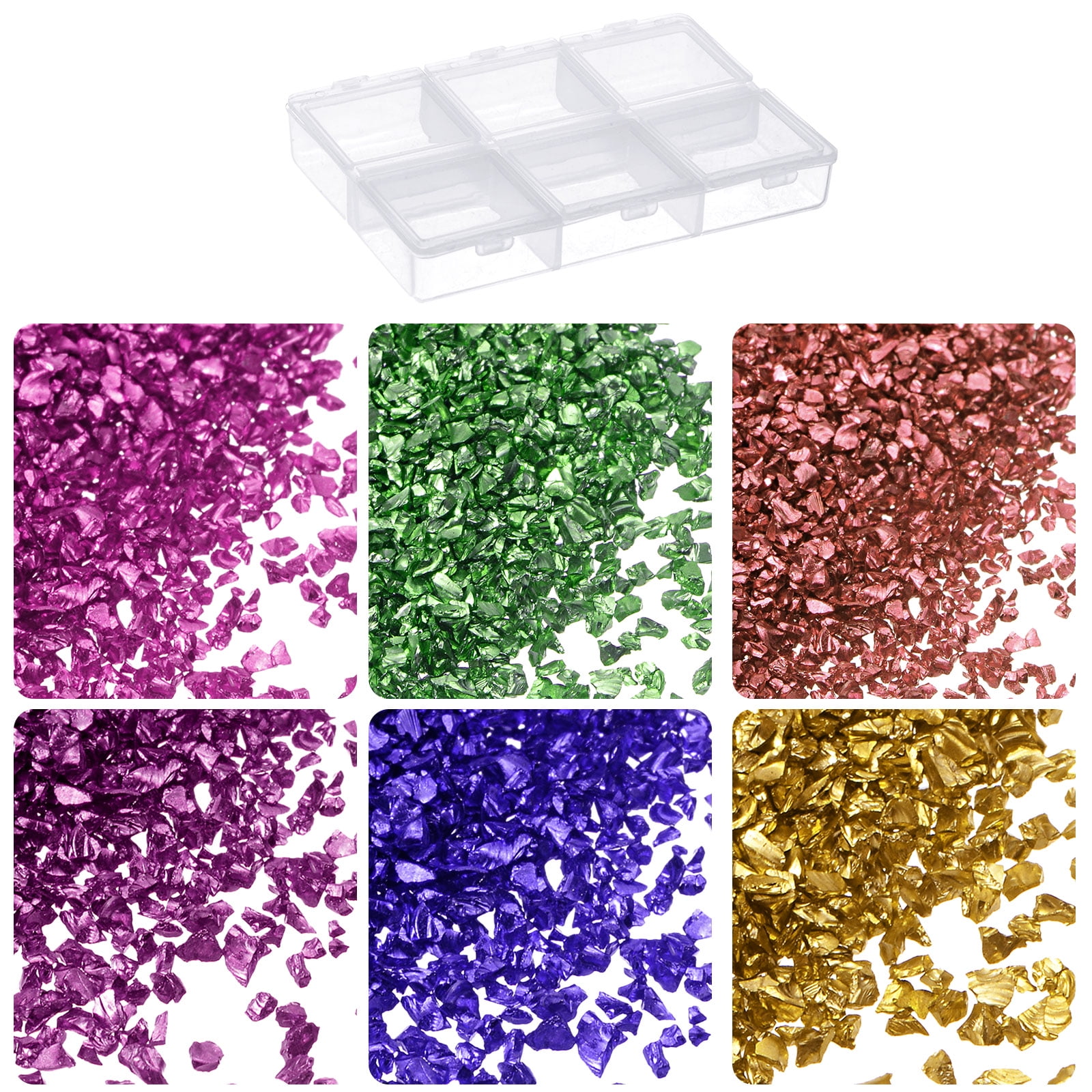 33g Crushed Glass Chips 6 Colors 1-3mm, Purple Color Series - Walmart.com