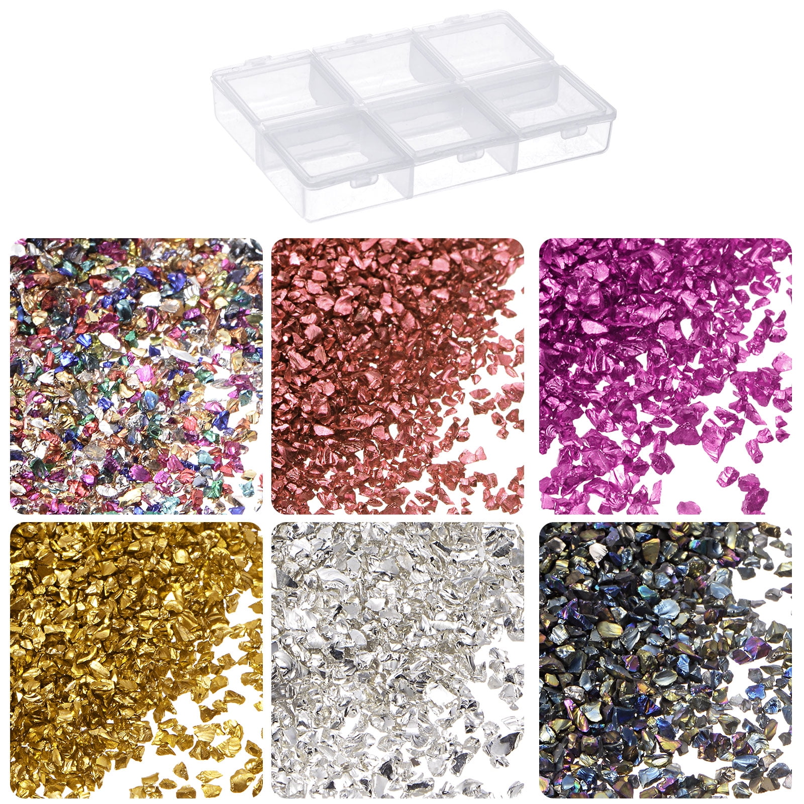 33g Crushed Glass Chips 6 Colors 1-3mm, Red Golden Color Series ...