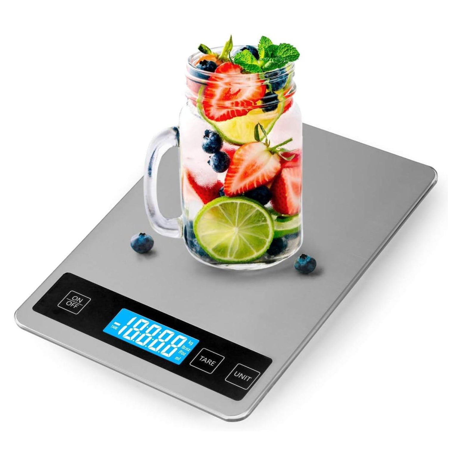 33lbs (15kg) Rechargeable Kitchen Scale, 5 Units LCD Display Tempered ...