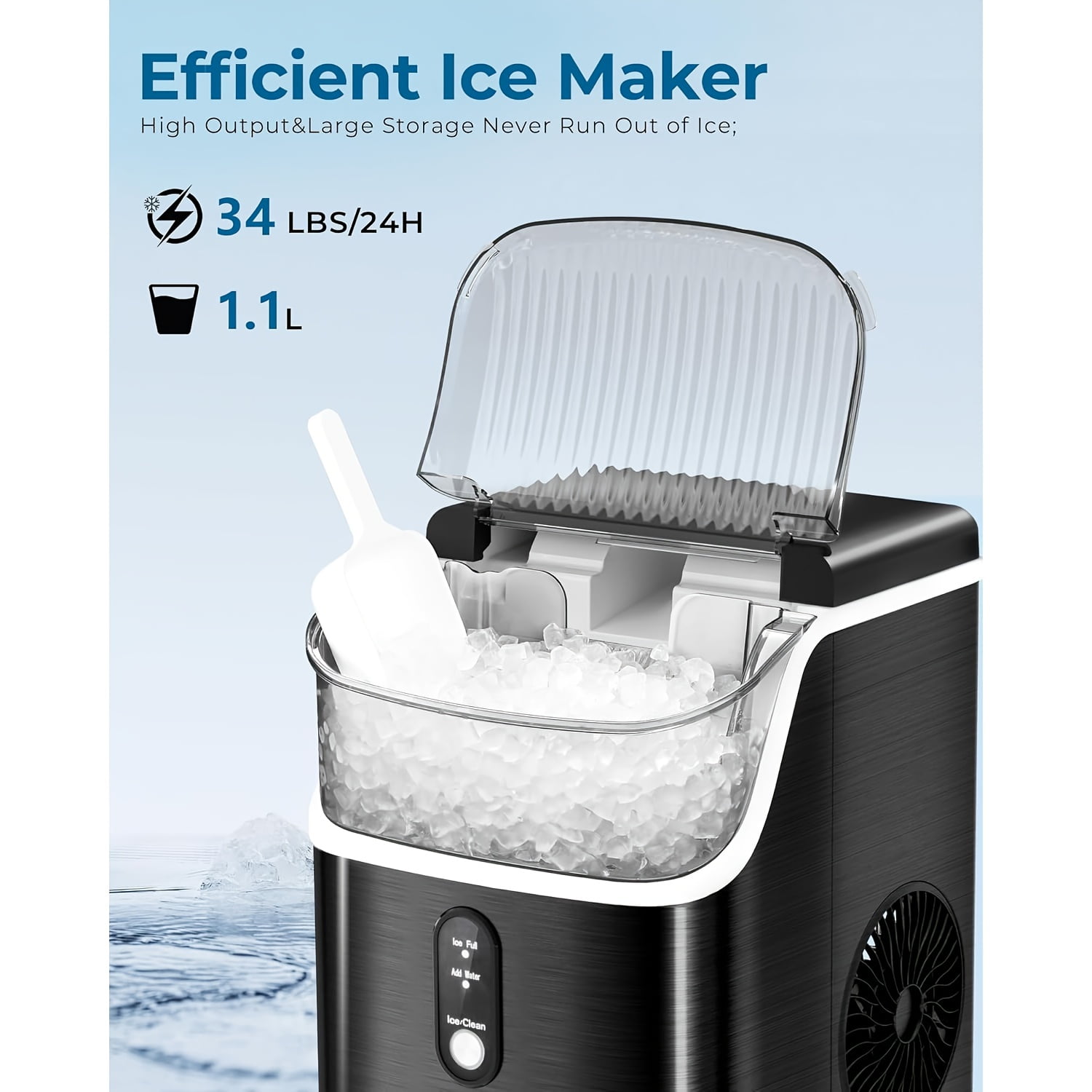 33lbs/Day Desktop Ice Maker - 16 Ice in 5-18 Mins, 50.72oz Tank, 24h ...