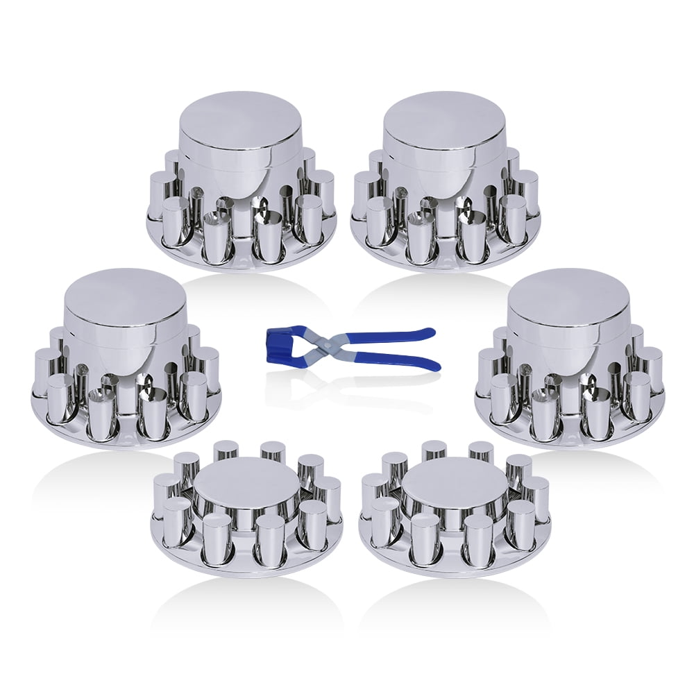 33mm Chrome ABS Flat Top Hub Cover Kit Axle Cover with 33mm Thread-on ...