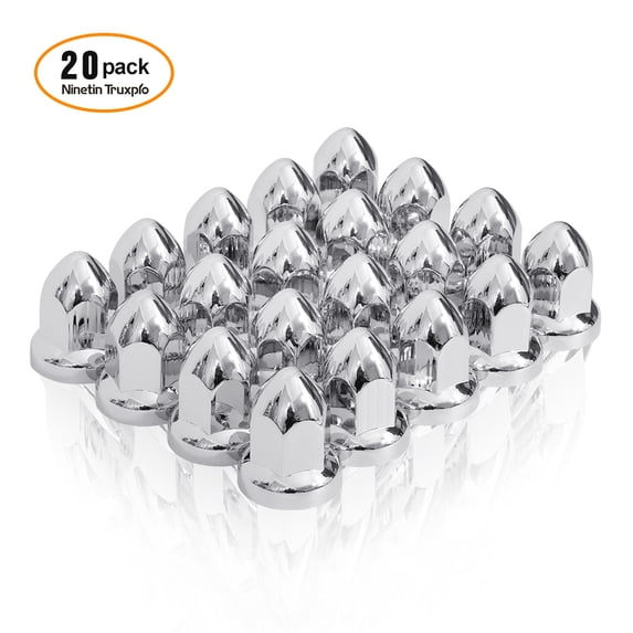33mm Chrome ABS Plastic Lug Nut Covers Caps with Flange Push on Bullet ...
