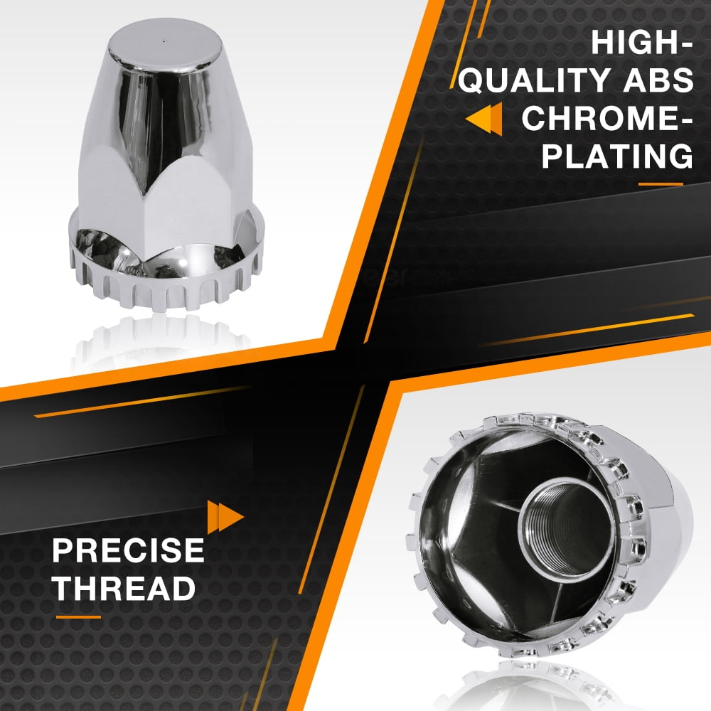 33mm Chrome ABS Plastic Screw-on Standard or Spiked Lug Nut Covers Pack ...