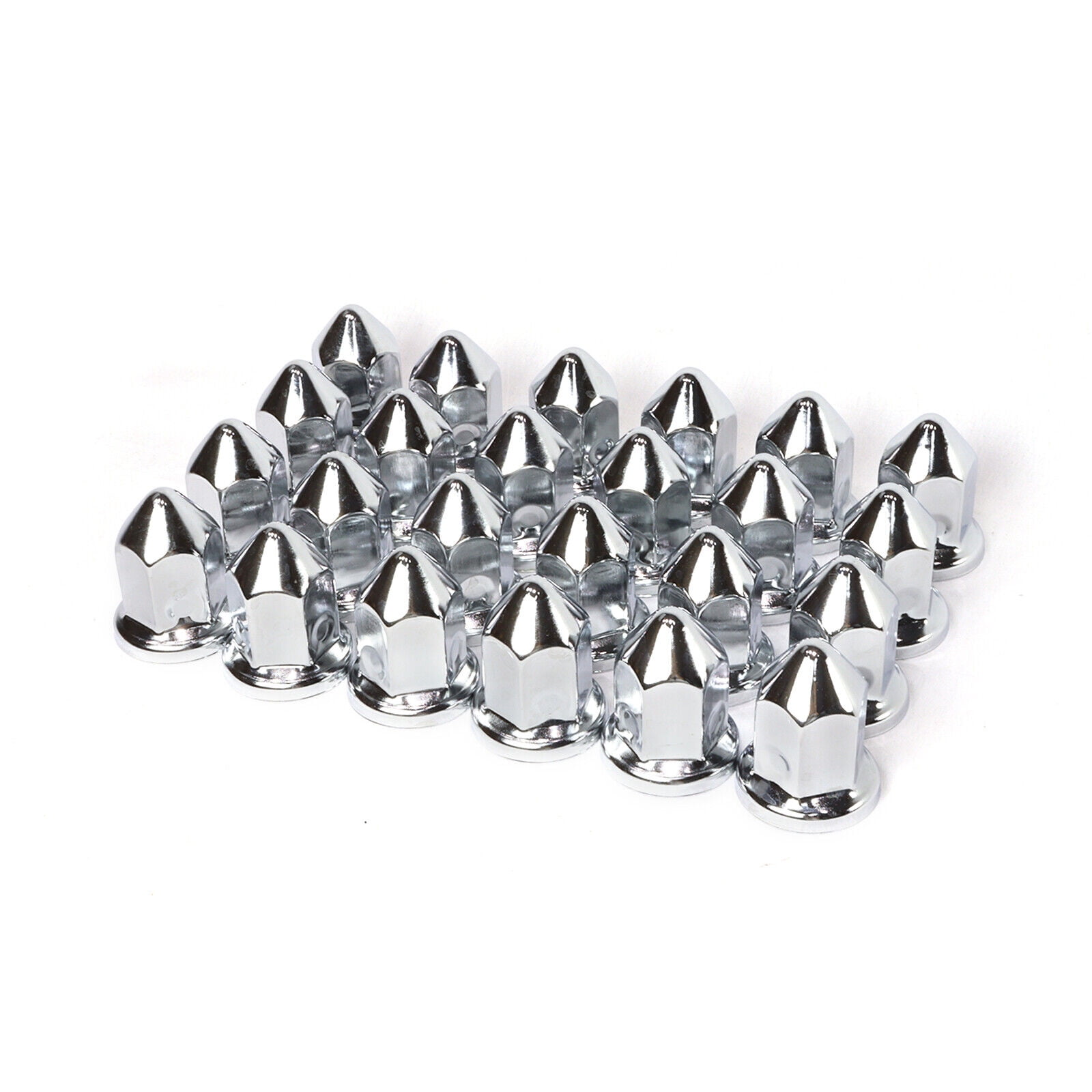 33mm Iron Chrome Lug Nut Covers Push On Flanged Cone Style Qty 20 Semi ...