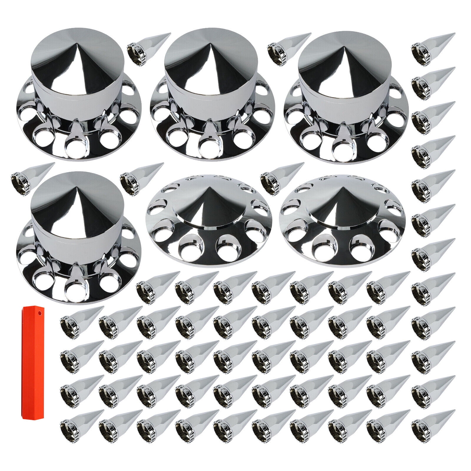 33mm Thread-on Nut Covers ABS Chrome Complete Axle Cover Kit For Semi ...