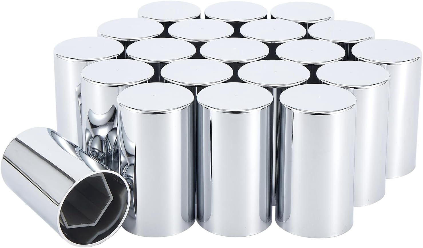 33mm x 3 1/2" Lug Nut Cover ABS Chrome Plastic Cylinder Nut Cover, Push ...