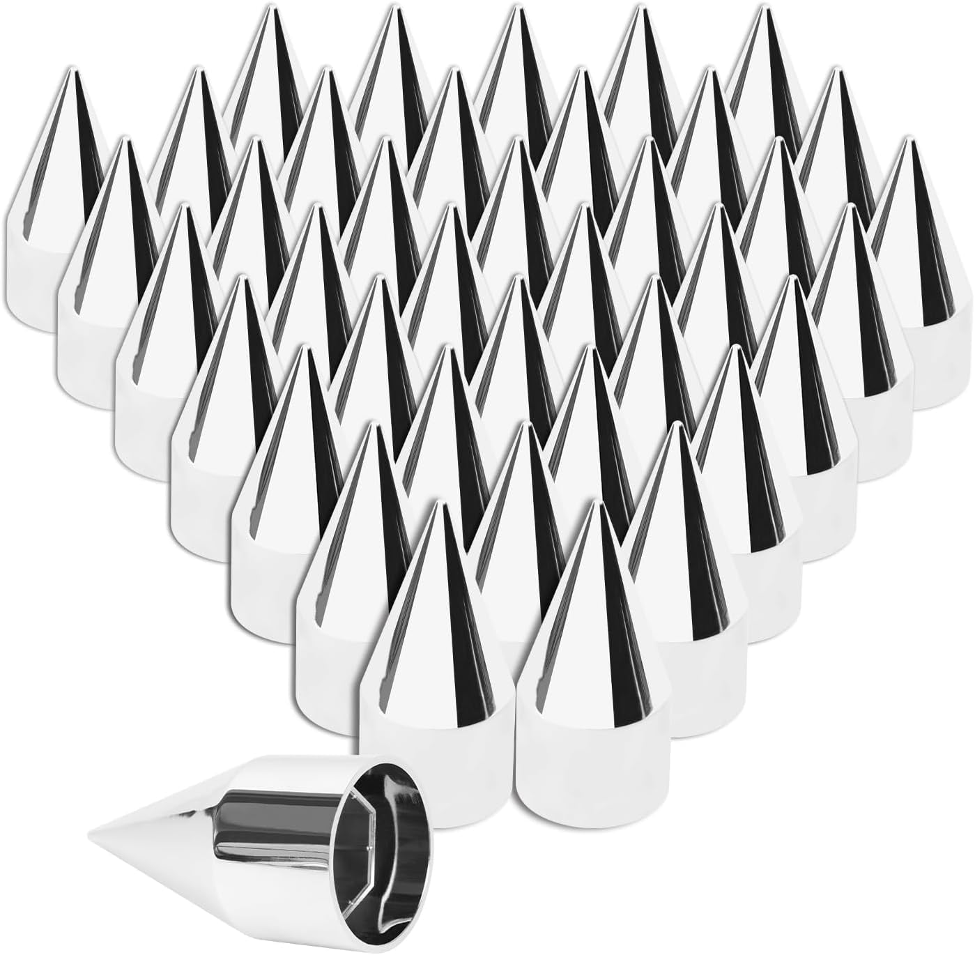 33mm x 4 1/4" Chromed Spike Lug Nuts Covers Push on,ABS Chrome Plastic ...