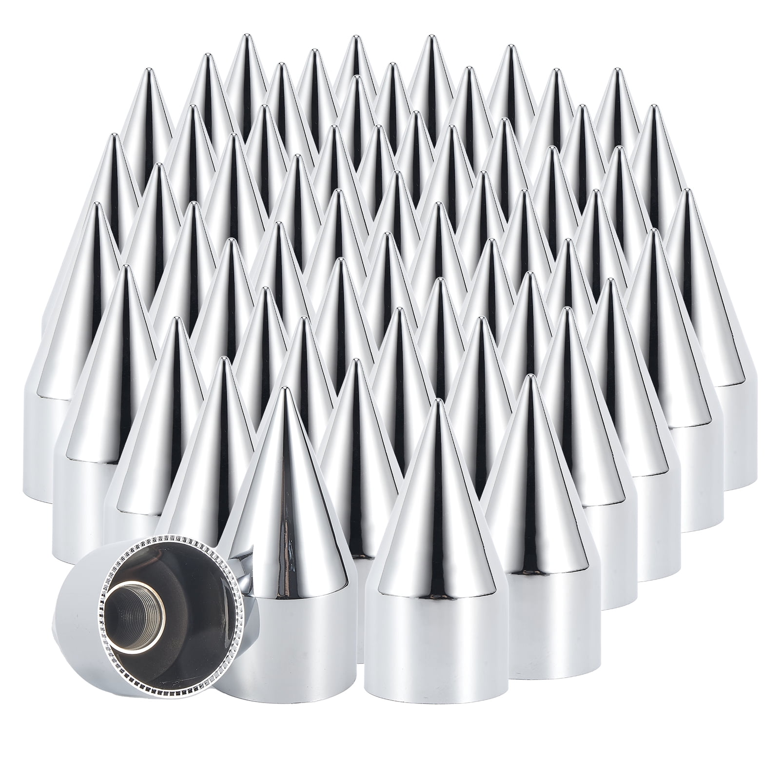 33mm x 4-1/4" Chromed Spike Lug Nuts Covers Screw on, ABS Chrome ...