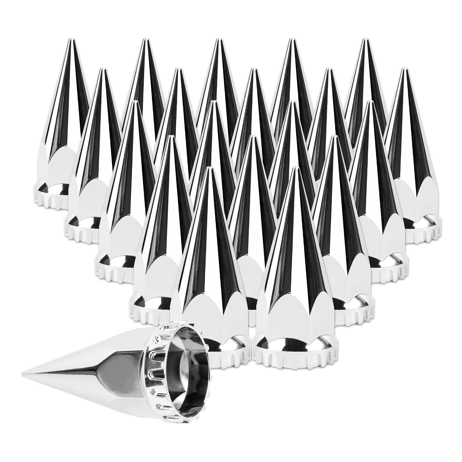33mm x 4 3/4" Chromed Spike Lug Nuts Covers Thread-On,ABS Chrome ...