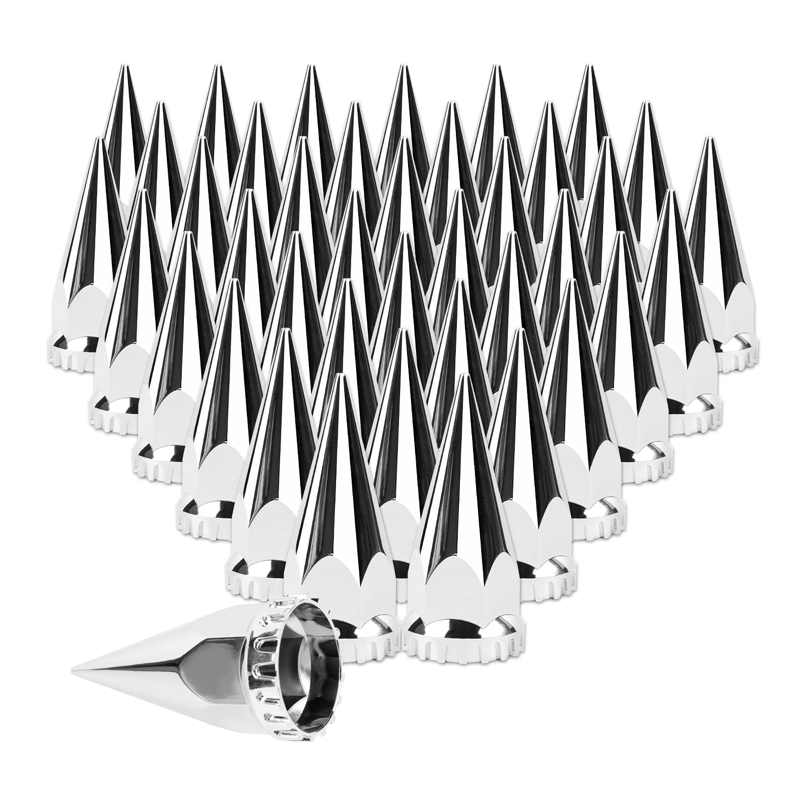 33mm x 4 3/4" Chromed Spike Lug Nuts Covers Thread-On,ABS Chrome ...