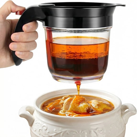 33oz Fat Separator with Bottom Release, Glass Fat Separator with Grease ...