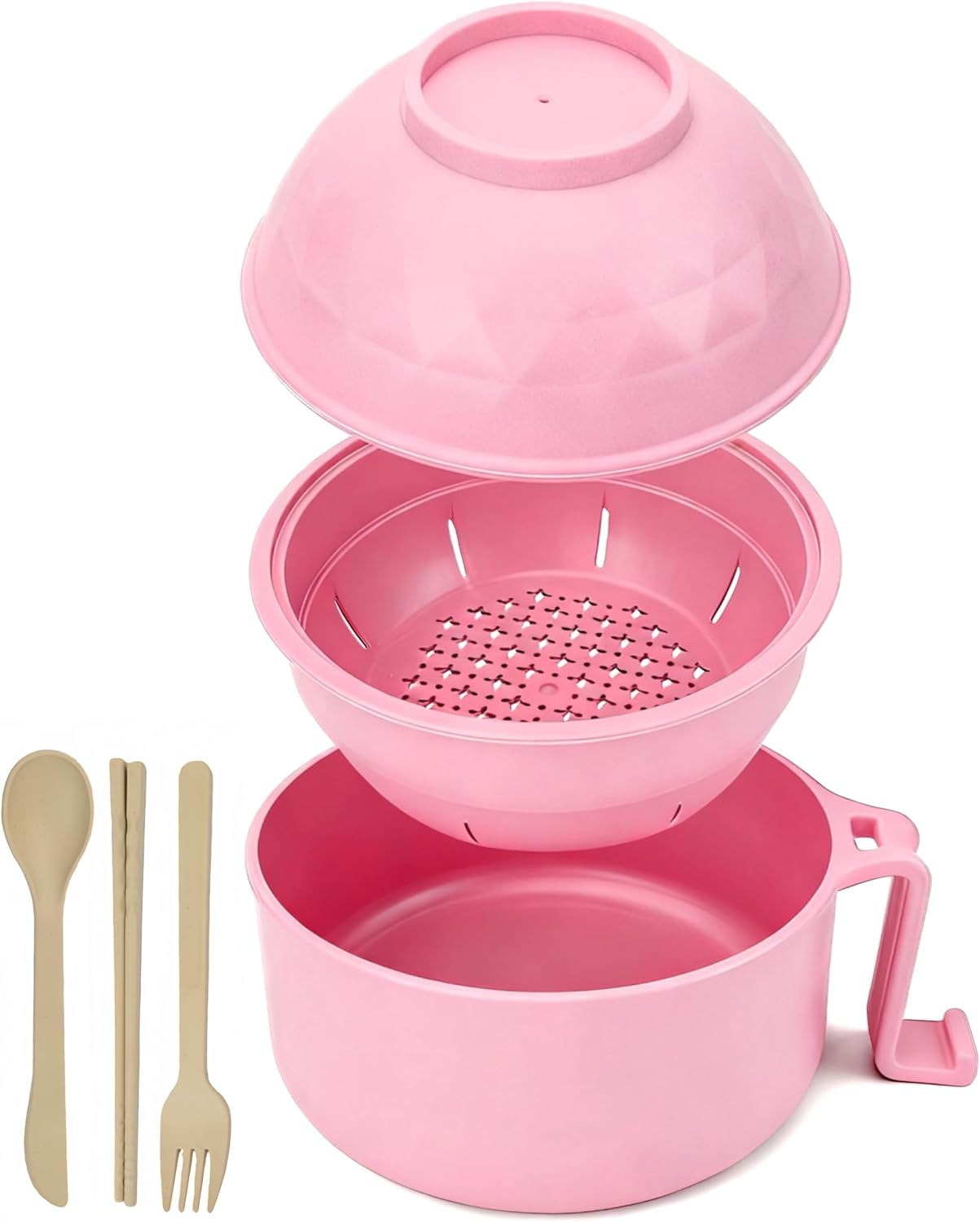 33oz Microwave Ramen Cooker Bowl Set - with Chopsticks, White, Dorm ...