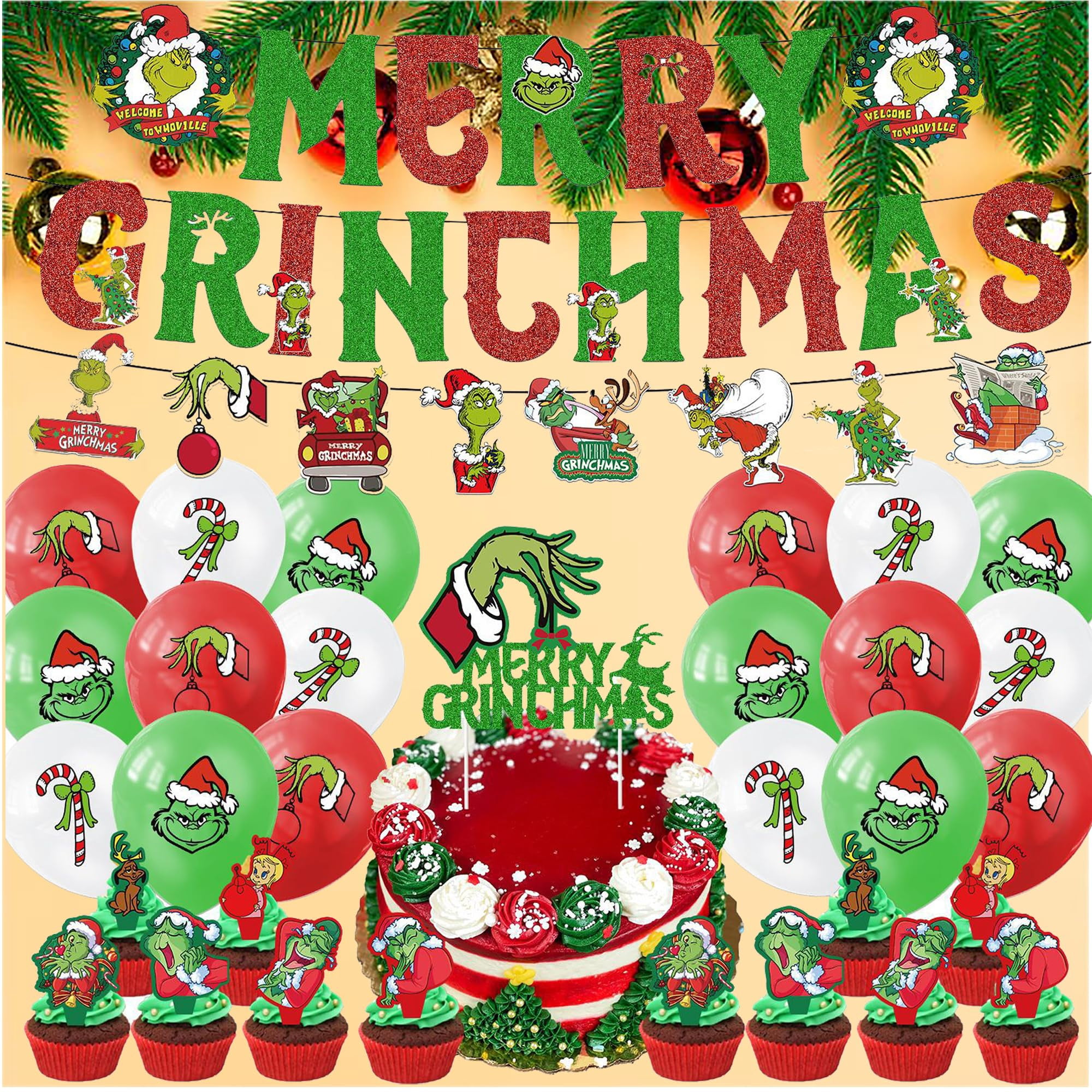 33pcs Christmas Balloons Decoration Set,Xmas Theme Party Balloons ...