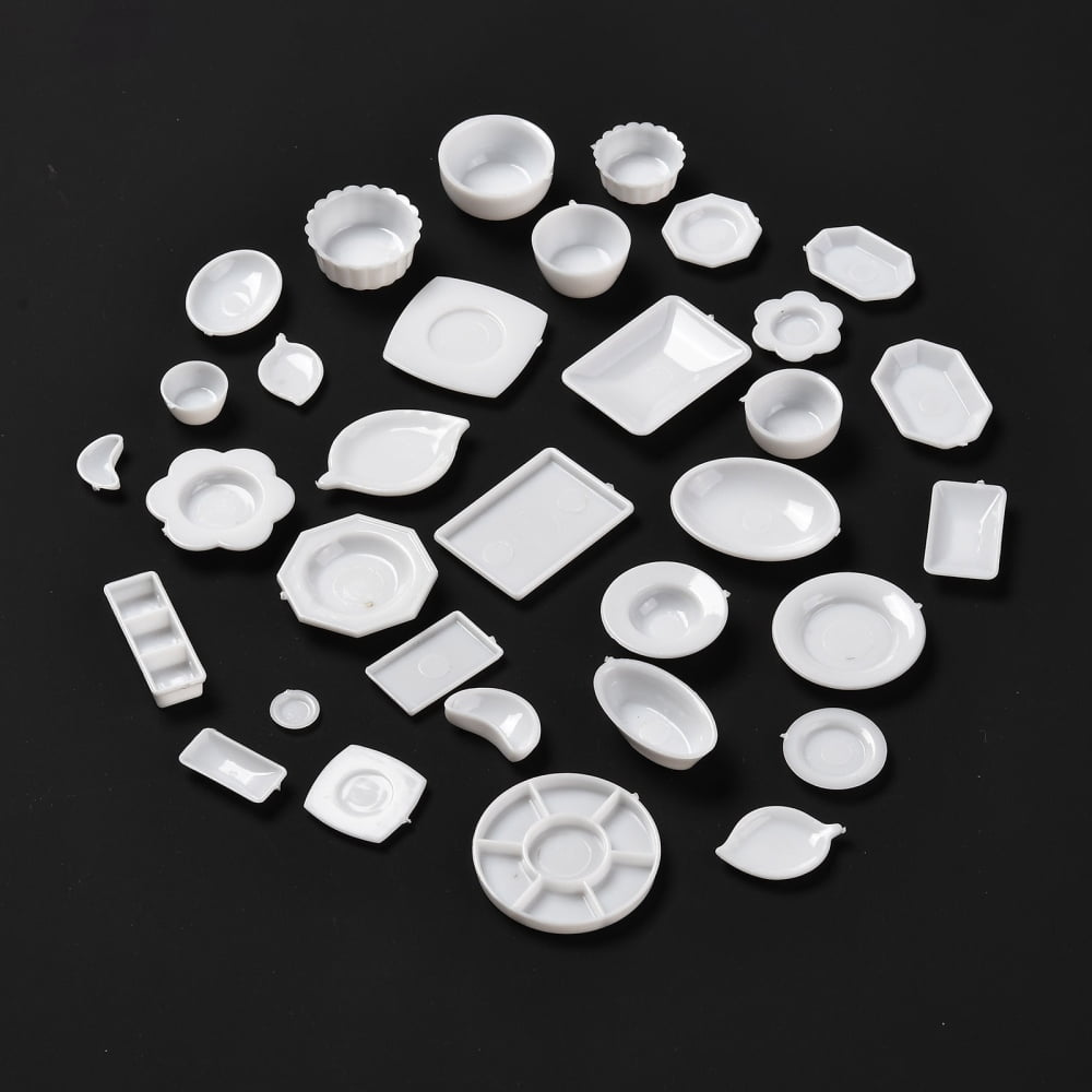 33pcs DIY Plastic Miniature Tableware Plate Dishes set for Kitchen Toys ...