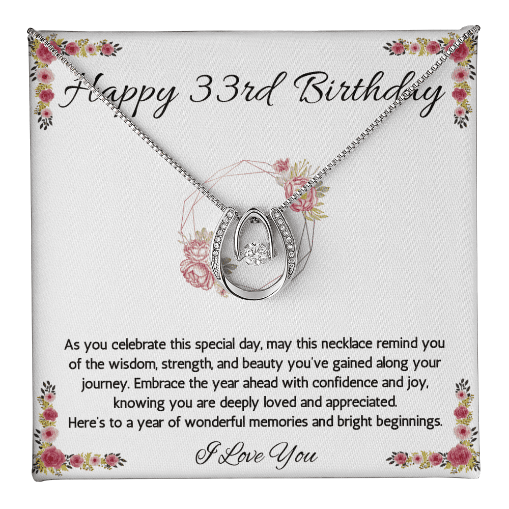 33rd Birthday Women Gift Lucky in Love Message Card Necklace for ...
