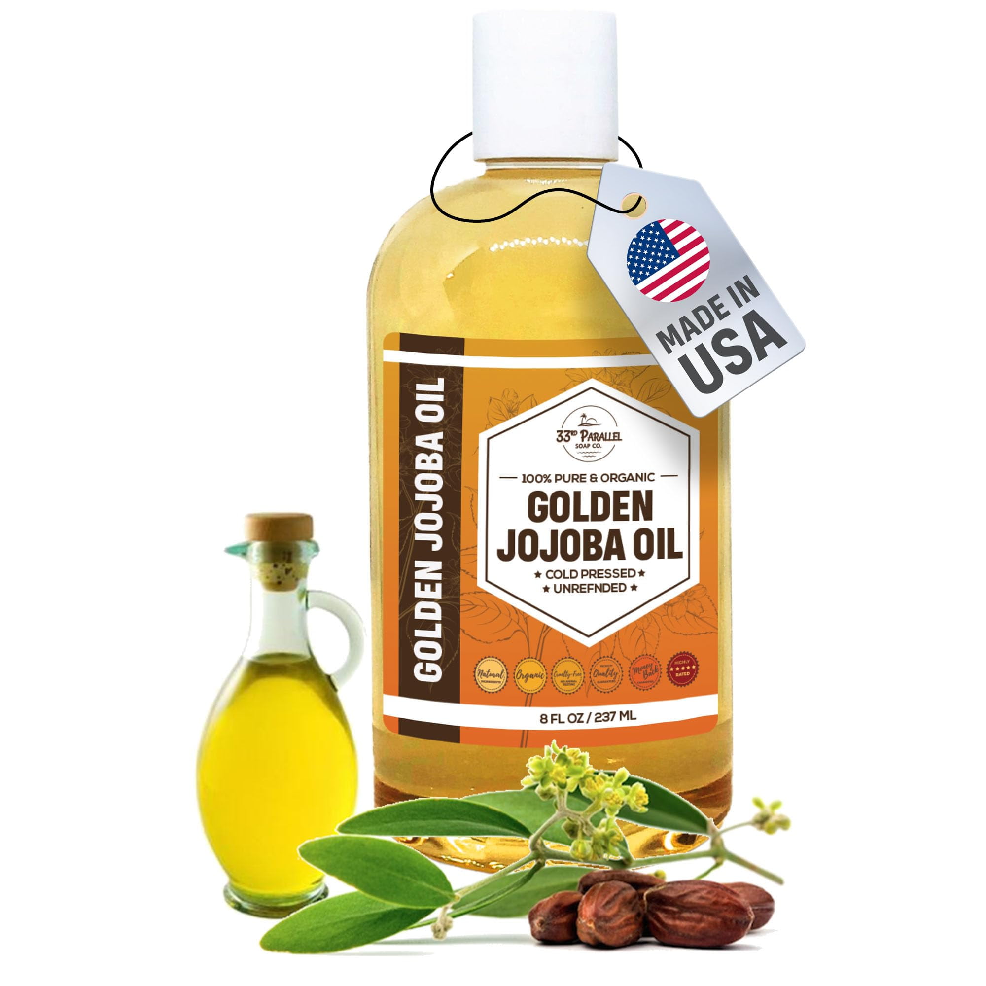 33rd PARALLEL | Golden AKF18 Jojoba Oil (8 oz) Cold Pressed & Unrefined ...