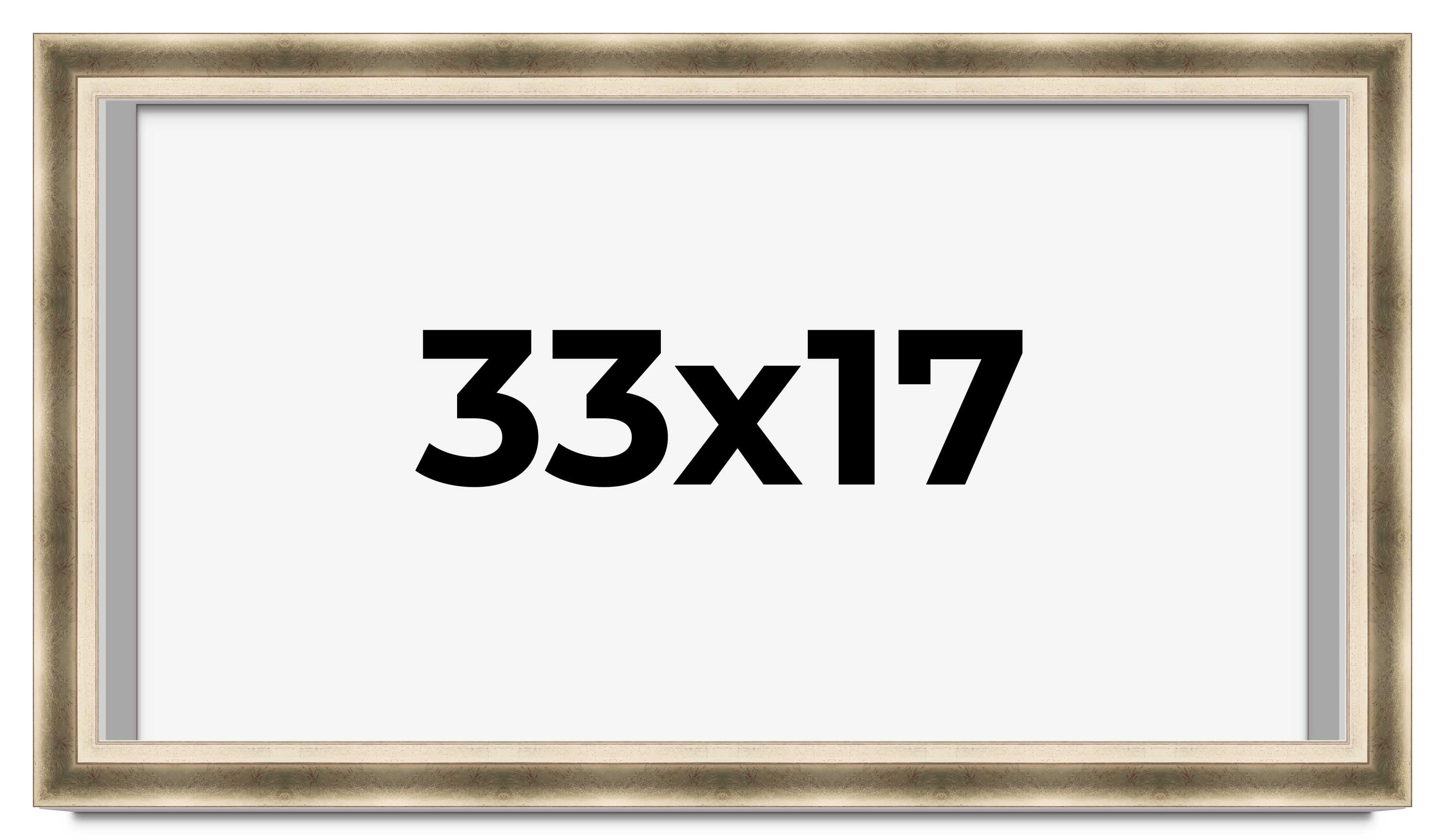 33x17 Shadow Box Frame Silver | 1.75 inches Deep Real Wood Traditional ...