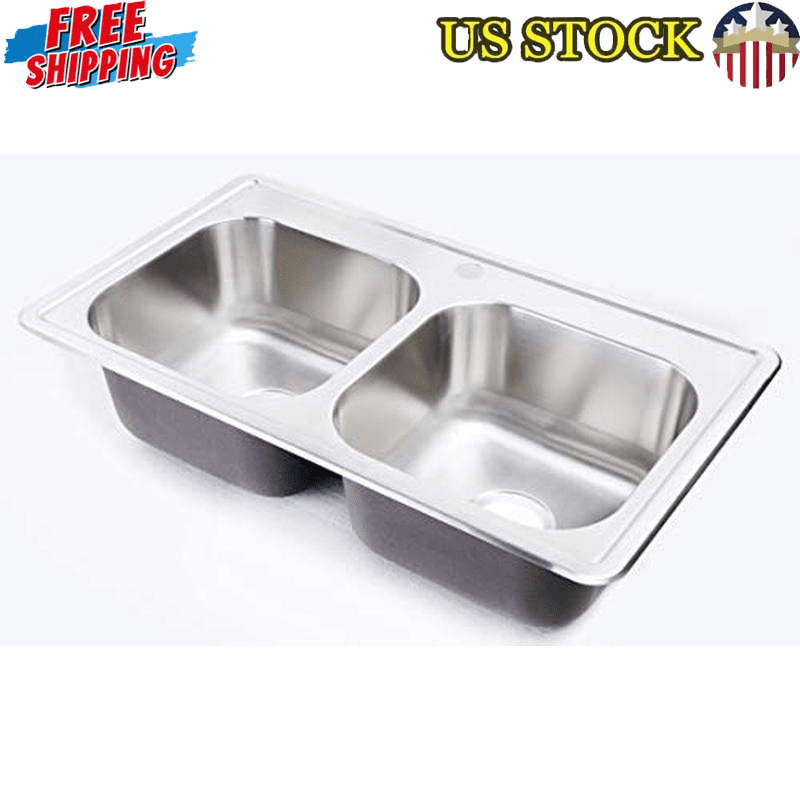 33x19 Deep Stainless Steel Drop In Kitchen Sink Dual Basin Mobile Home ...