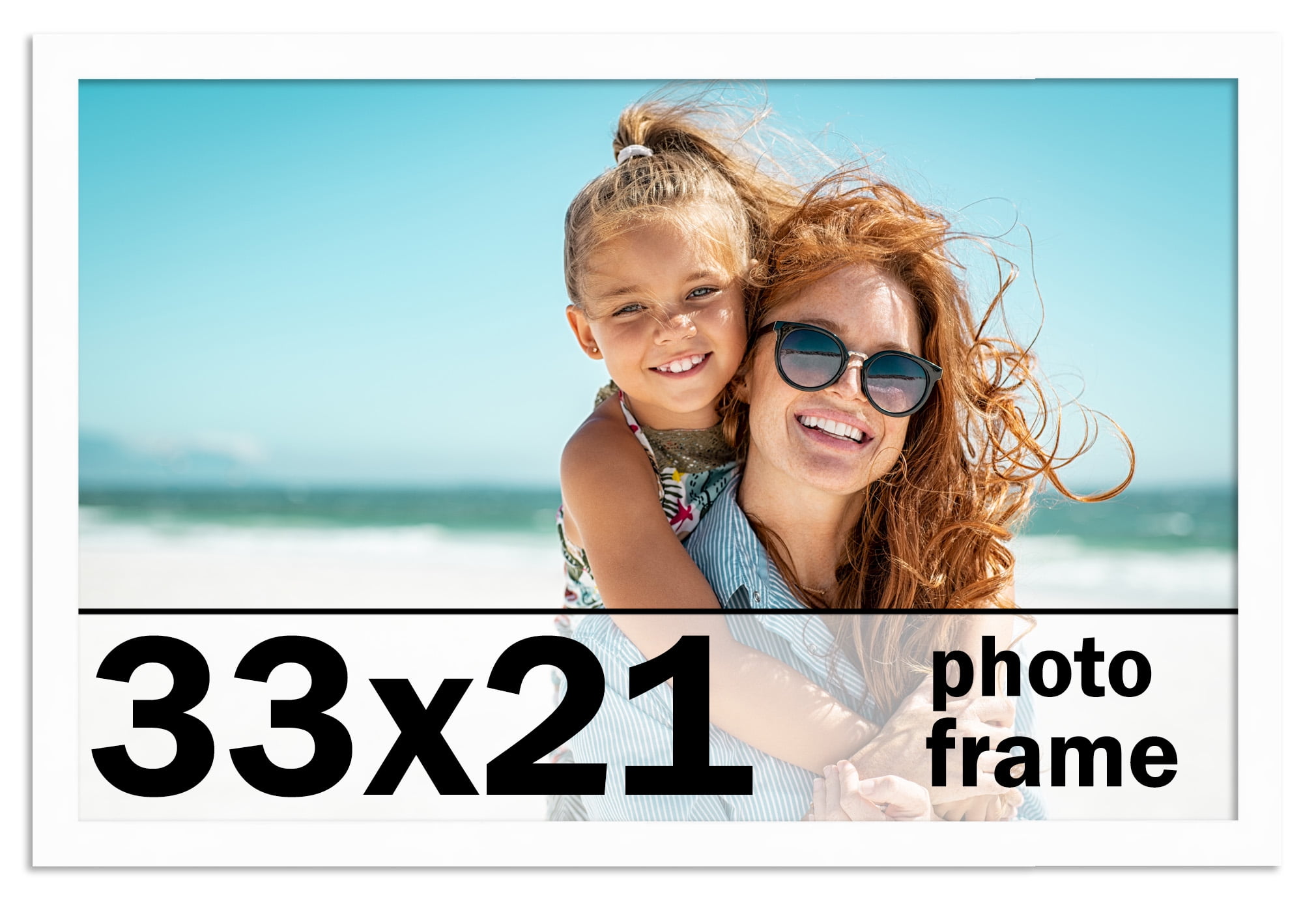 33x21 Frame White Solid Wood Picture Frame Includes UV Acrylic Shatter ...