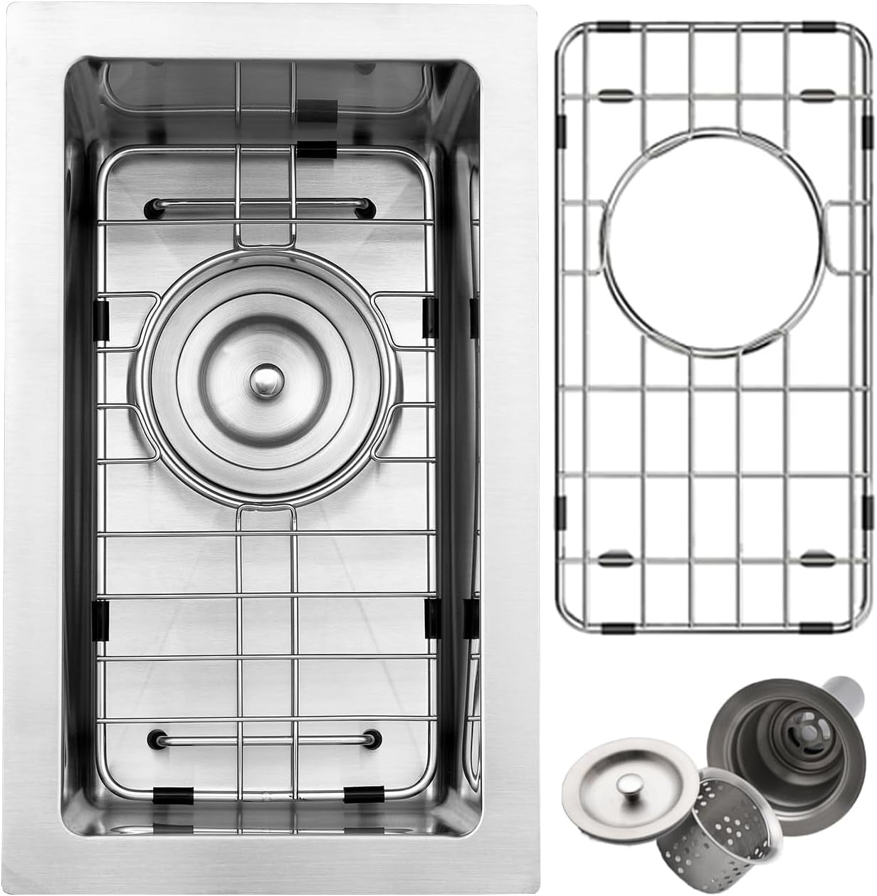 33x22 Inch Drop In Workstation Kitchen Sink 16-Gauge Black Stainless ...