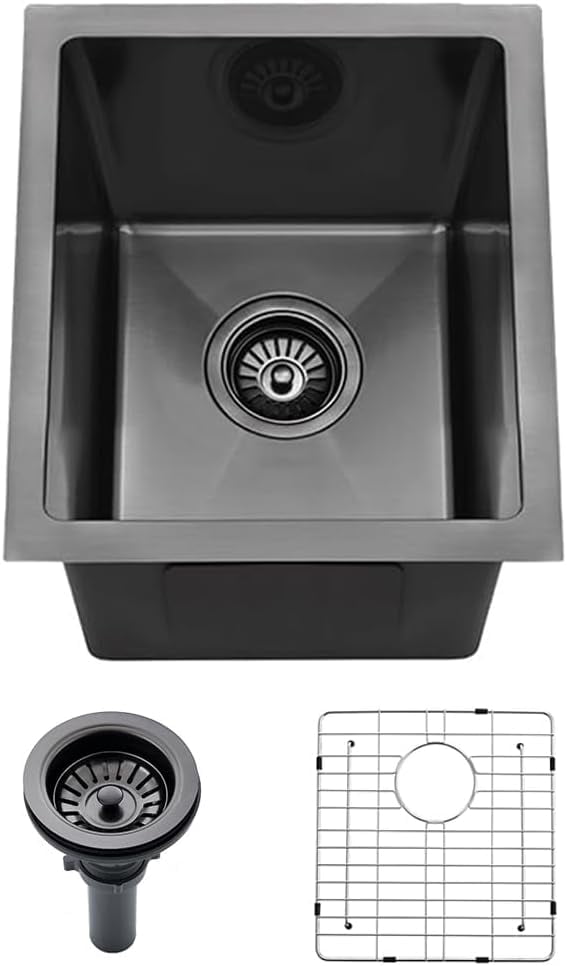 33x22 Inch Drop In Workstation Kitchen Sink 16-Gauge Black Stainless ...