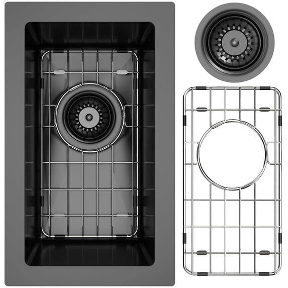 33x22 Inch Drop In Workstation Kitchen Sink 16-Gauge Black Stainless ...
