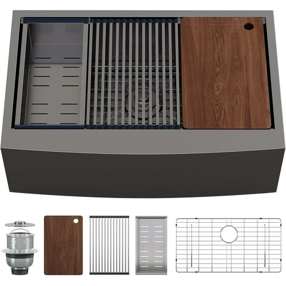 33x22 Inch Undermount Kitchen Sink Workstation, 16 Gauge Stainless ...