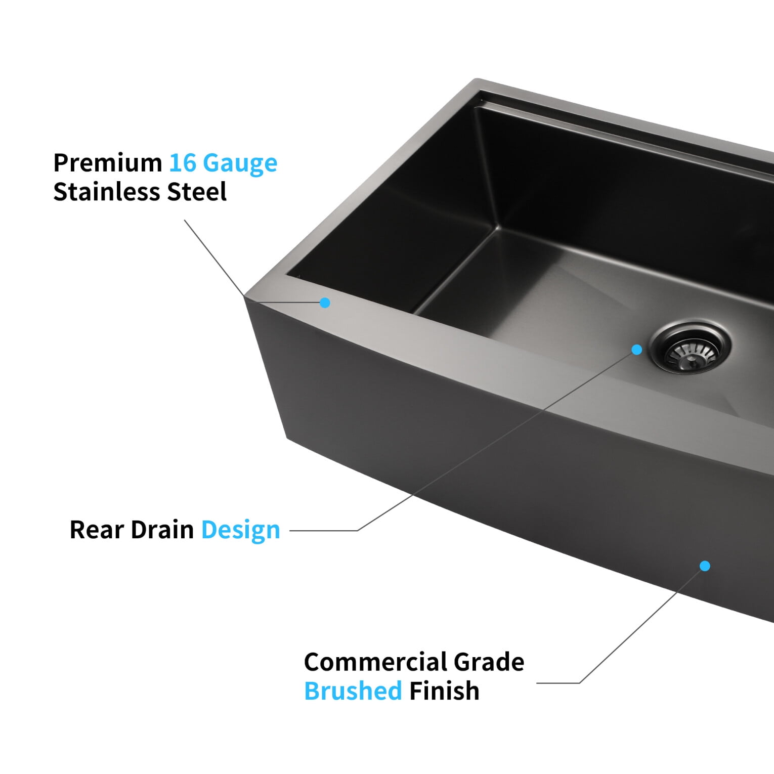 33x22x10" Farmhouse Apron Single Bowl Stainless Steel Kitchen Sink with ...