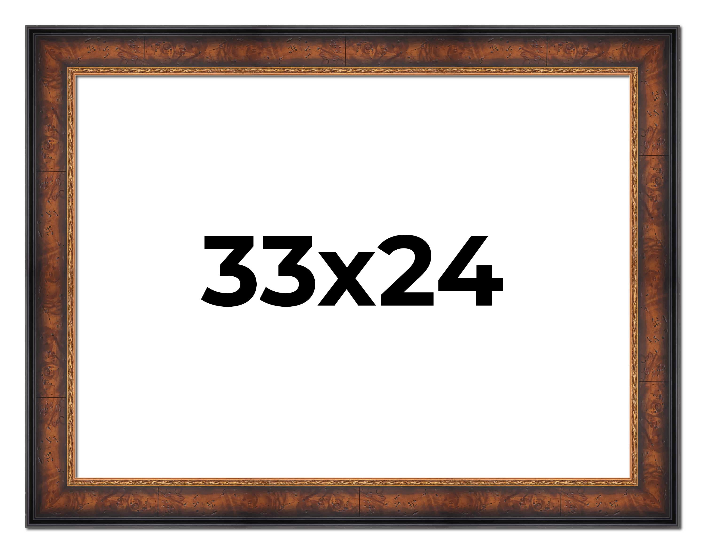 33x24 Frame Brown Walnut Gold Ornate Trim Solid Wood Plein Air Picture ...