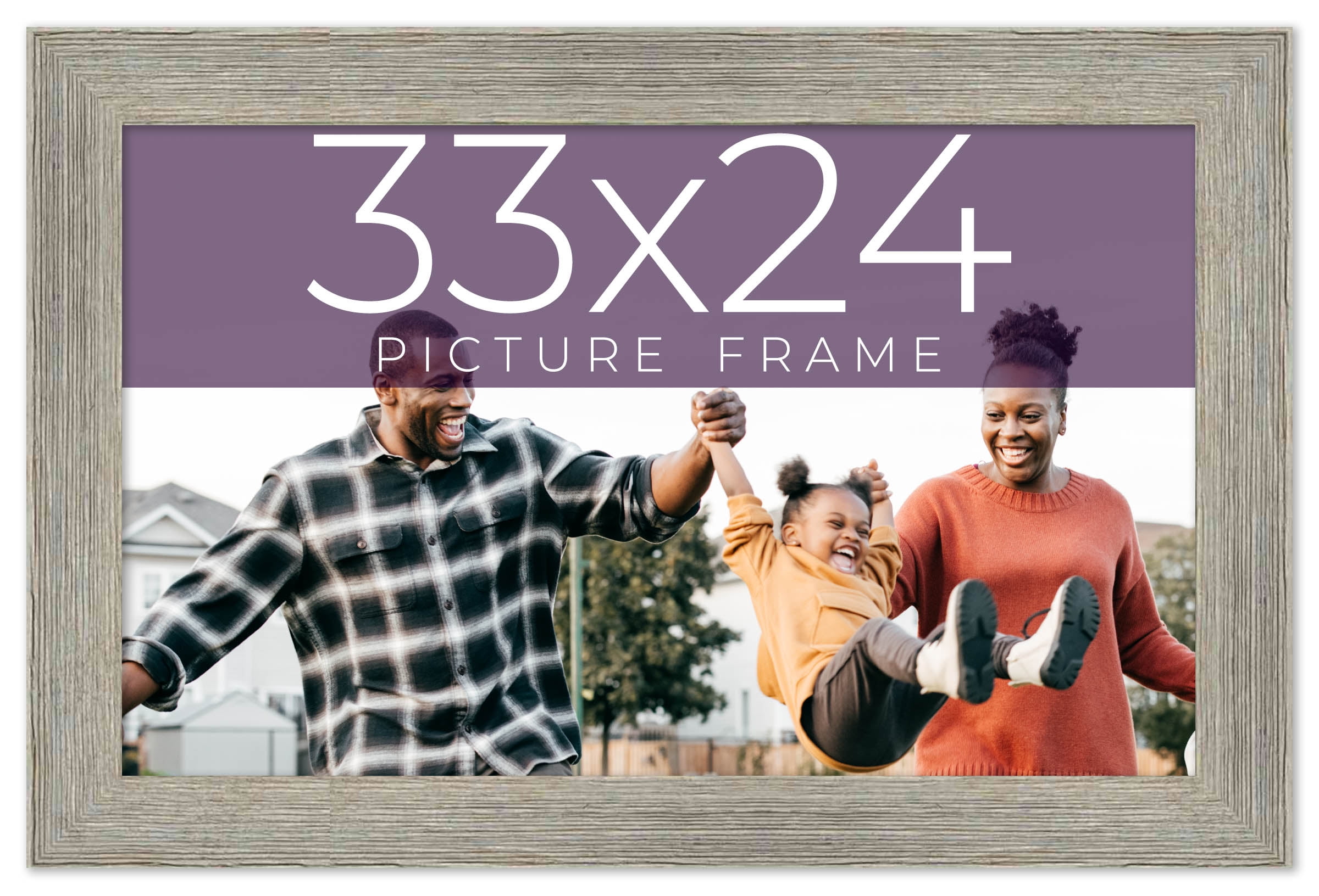 33x24 Frame Grey Real Wood Picture Frame Width 1.5 Inches | Interior ...