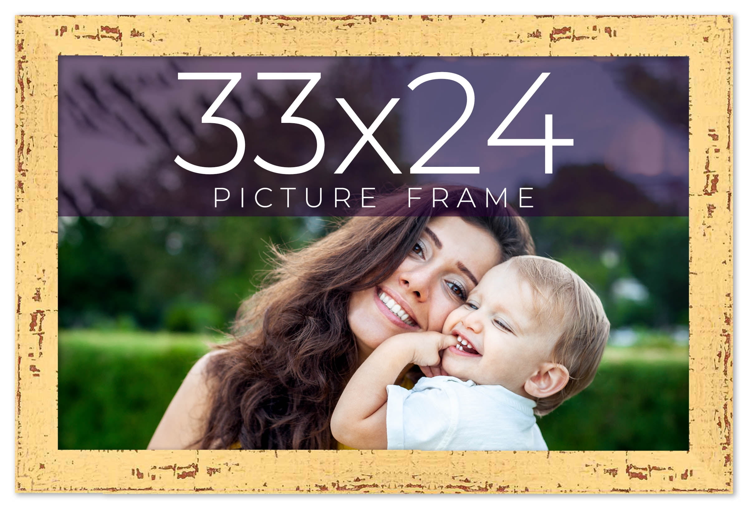 33x24 Frame Yellow Real Wood Picture Frame Width 1.25 inches | Interior ...