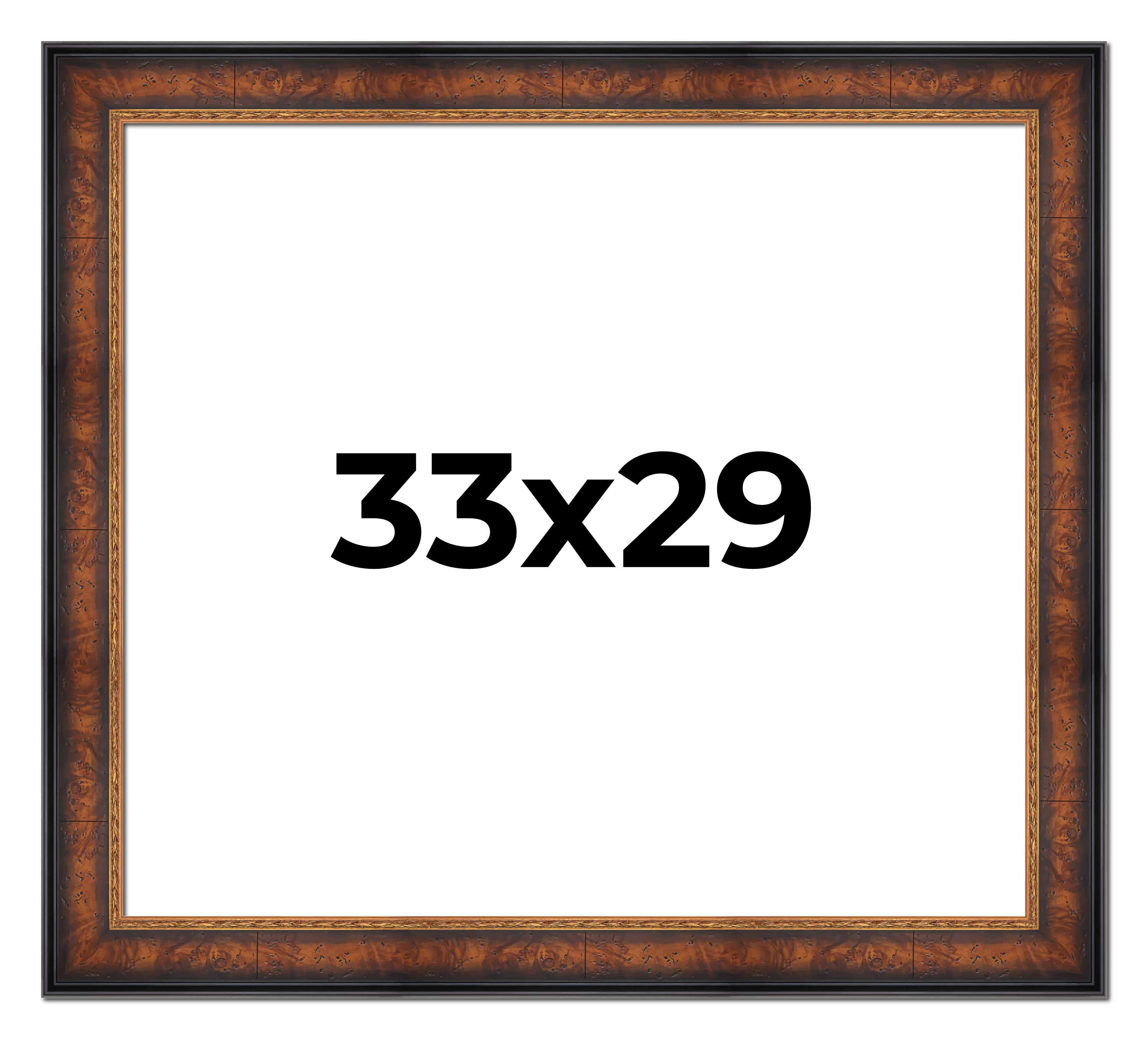 33x29 Frame Brown Walnut Gold Ornate Trim Solid Wood Plein Air Picture ...