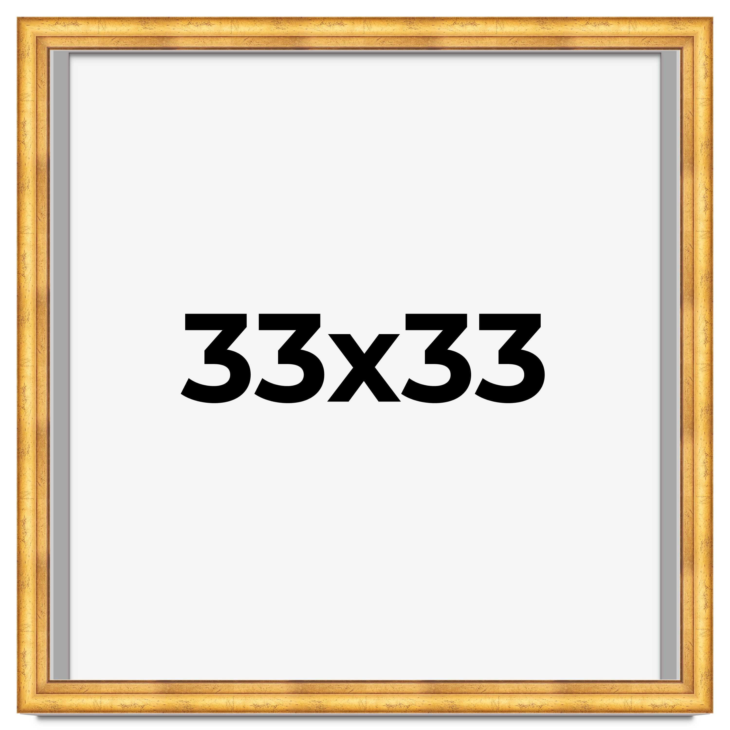 33x33 Shadow Box Frame Gold | 1.75 Inches Deep Real Wood Traditional ...