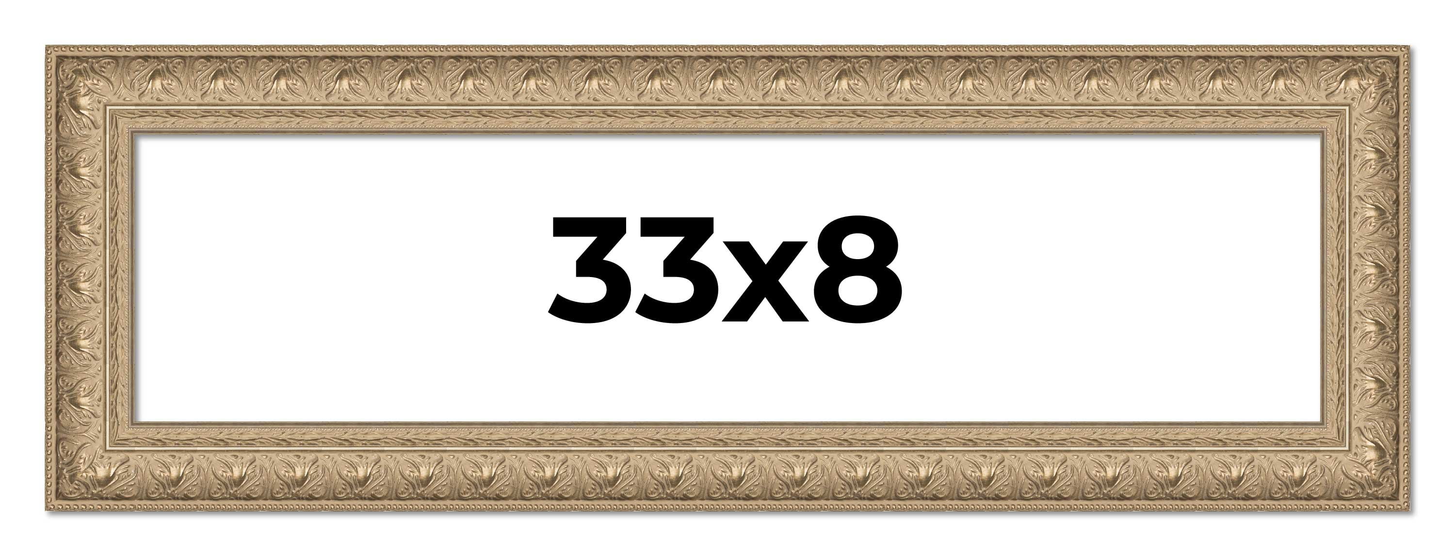 33x8 Frame Ornate Silver Beaded Solid Wood Picture Frame Width 2.5 ...