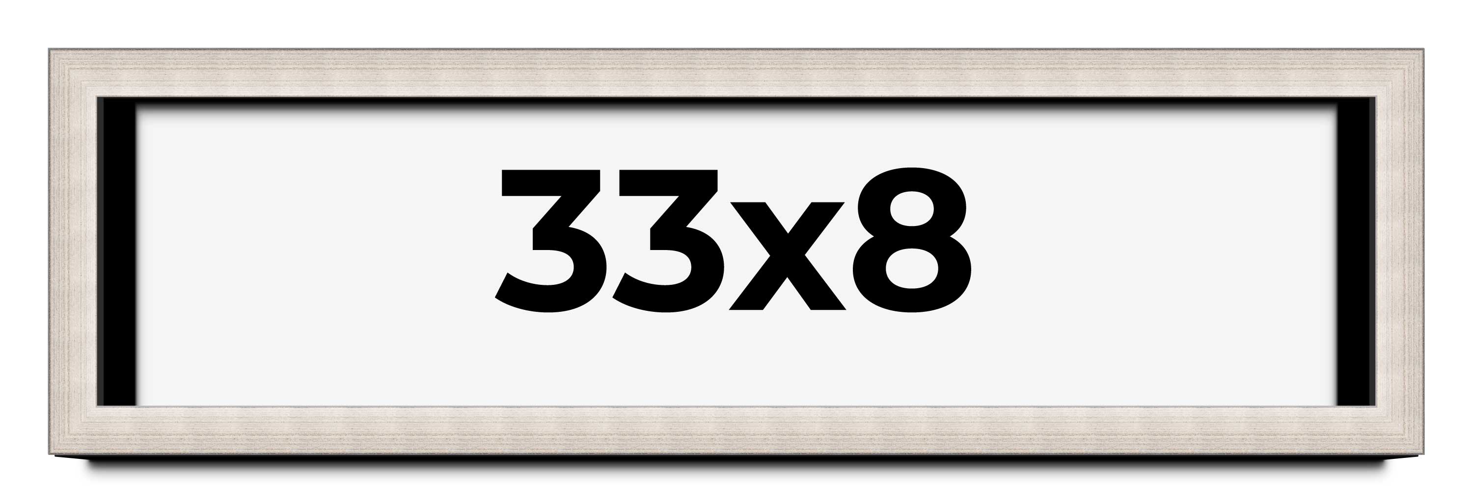 33x8 Shadow Box Brushed Silver | 1.5 Inch Deep | 1.25 Inch Moulding ...