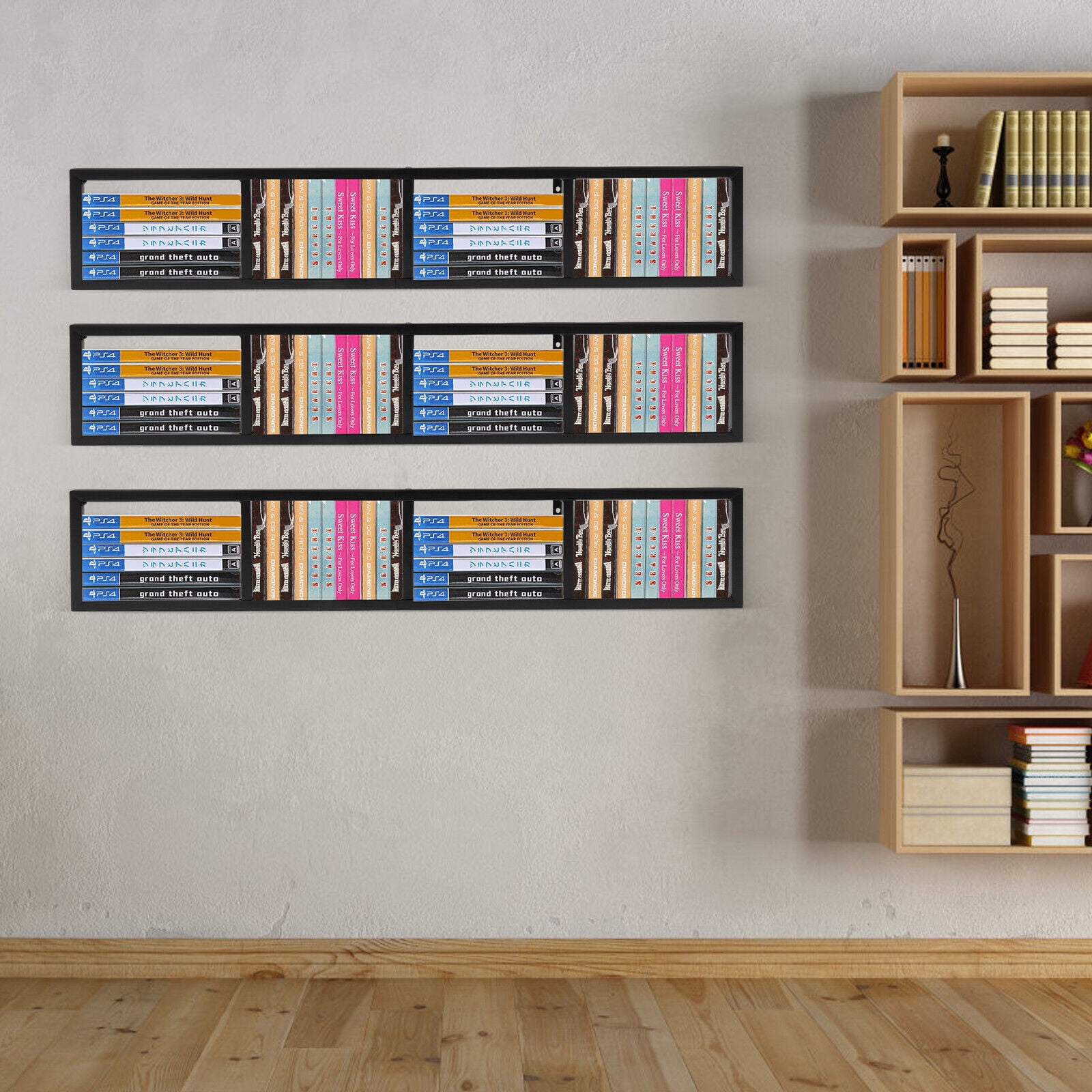 34.2*6.2*3 inch 3 x Floating Shelf Wall Mount CD DVD Rack Media Storage ...
