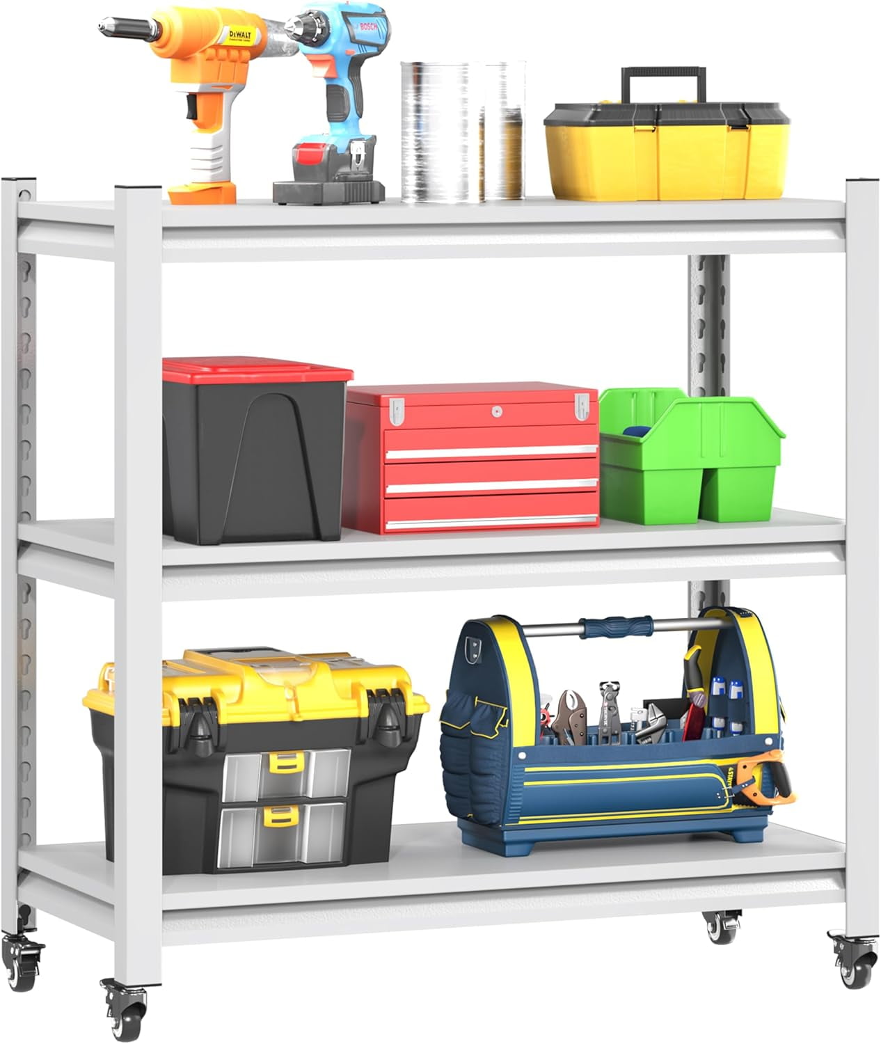 34.2''H Garage Shelving Heavy Duty 3-Tier Adjustable Storage Shelves ...