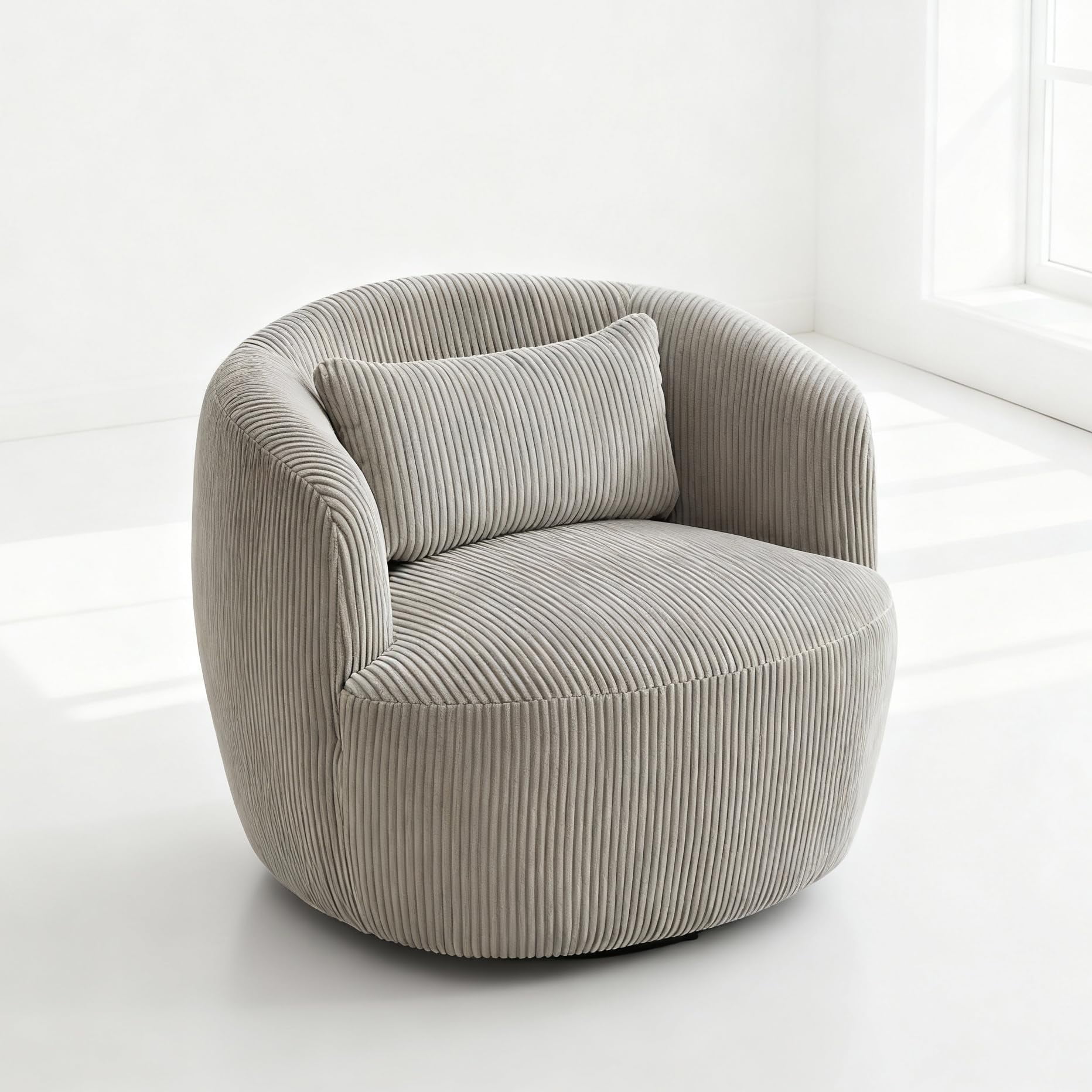 34.25" W Swivel Barrel Chair, Upholstered Round Small Accent Chair ...