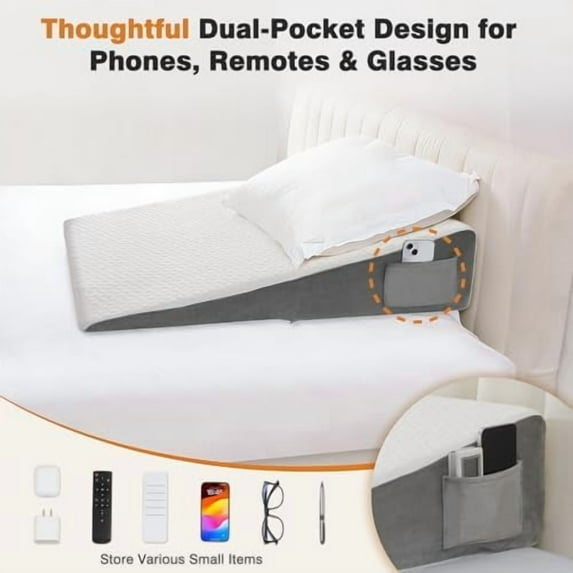 34" Extra-Long Wedge Pillow, Back & Arm Support, Bed Wedge Pillow for ...