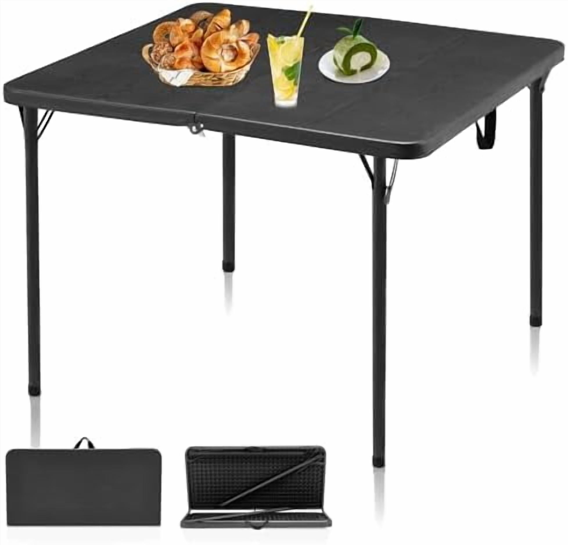 34" Folding Table, Portable Square Folding Card Table with Collapsible ...