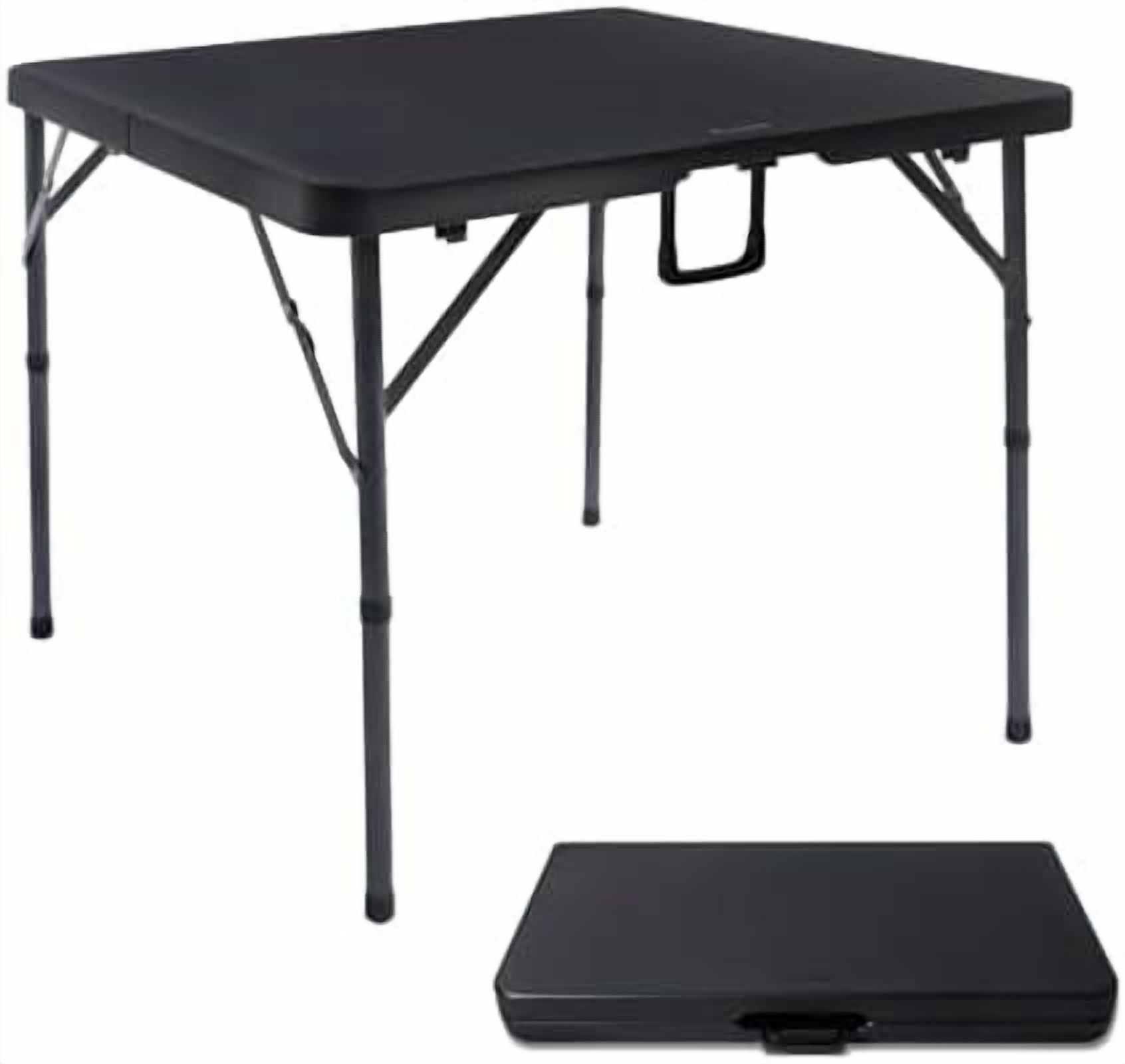34" Square Folding Card Table, Fold-in-Half Utility Dining Portable ...