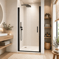 34-35.4"W x 72"H Framed Pivot Shower Door, 6mm Tempered Glass, Magnetic ...