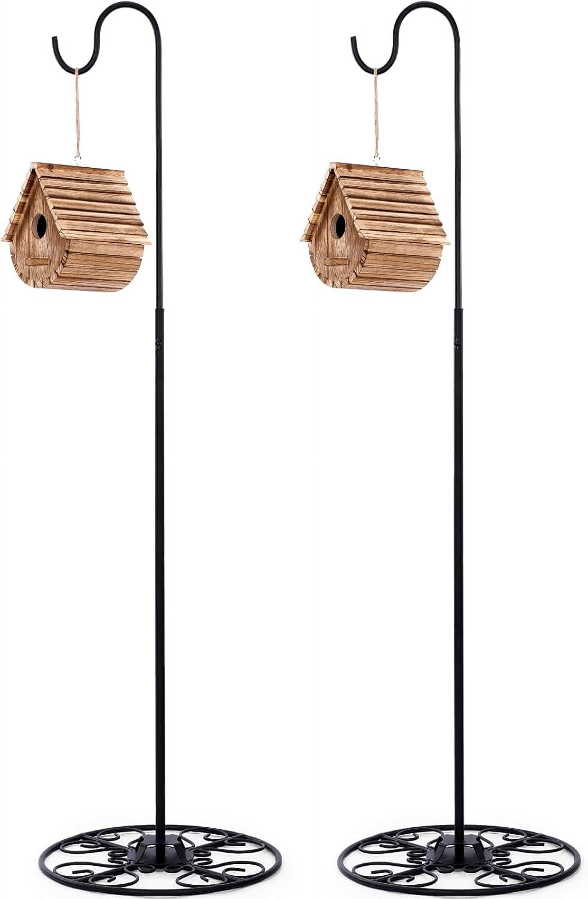 34-55 Inch Adjustable Black Iron Shepherds Hook with Base Indoor ...