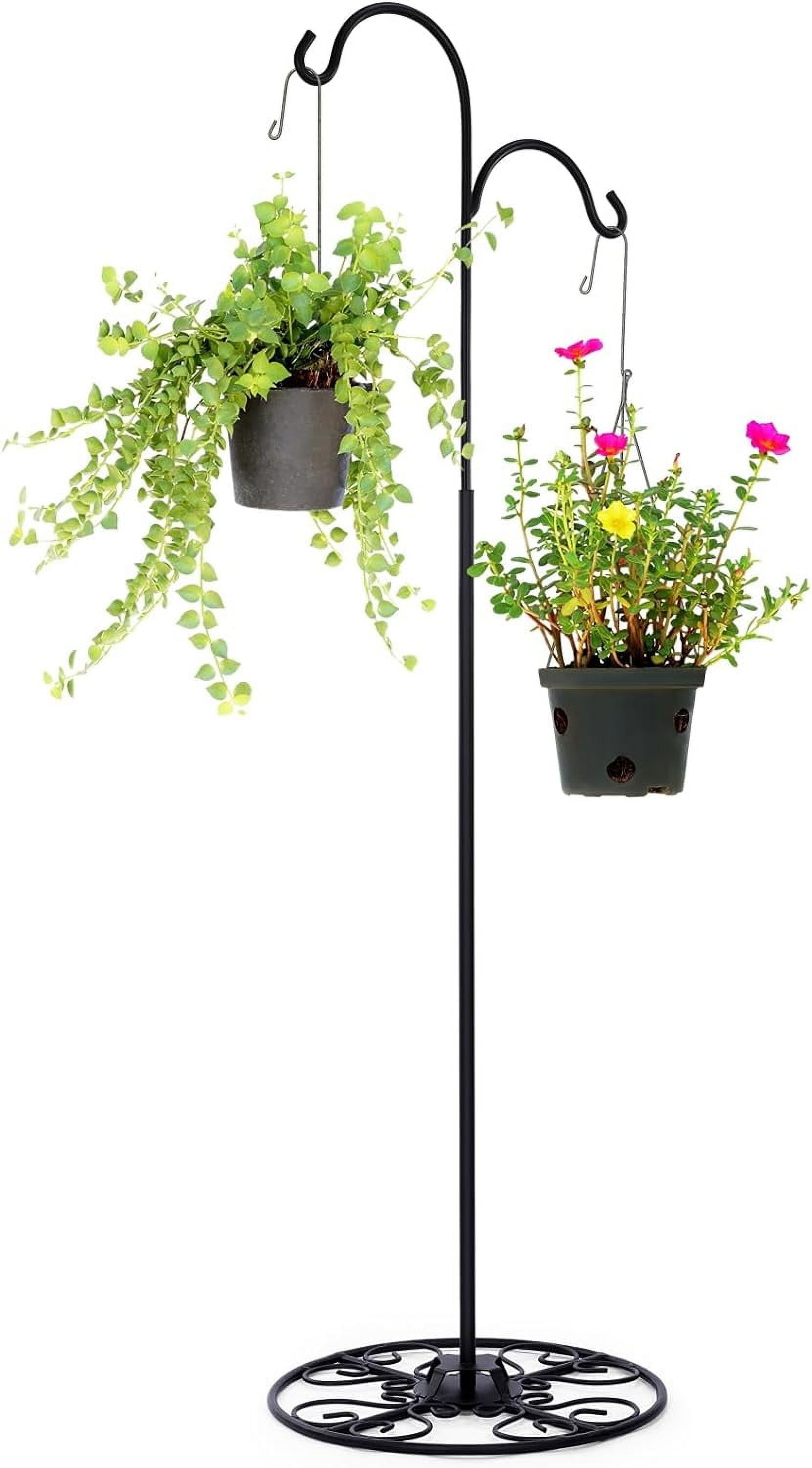 34-55 Inch Adjustable Black Iron Shepherds Hook Outdoor and Indoor ...