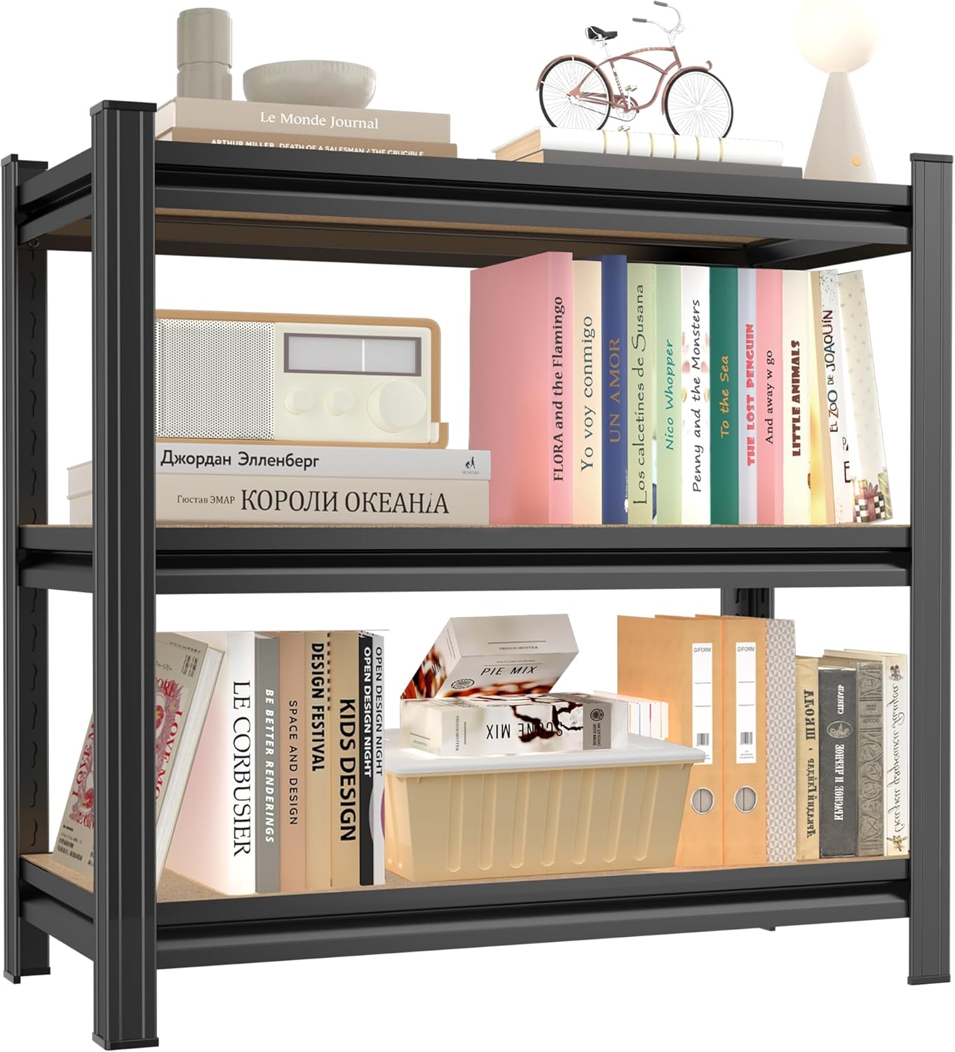 34.6" H Bookshelf Small Book Shelf, 3 Tier Wood Bookcase Bookshelf ...