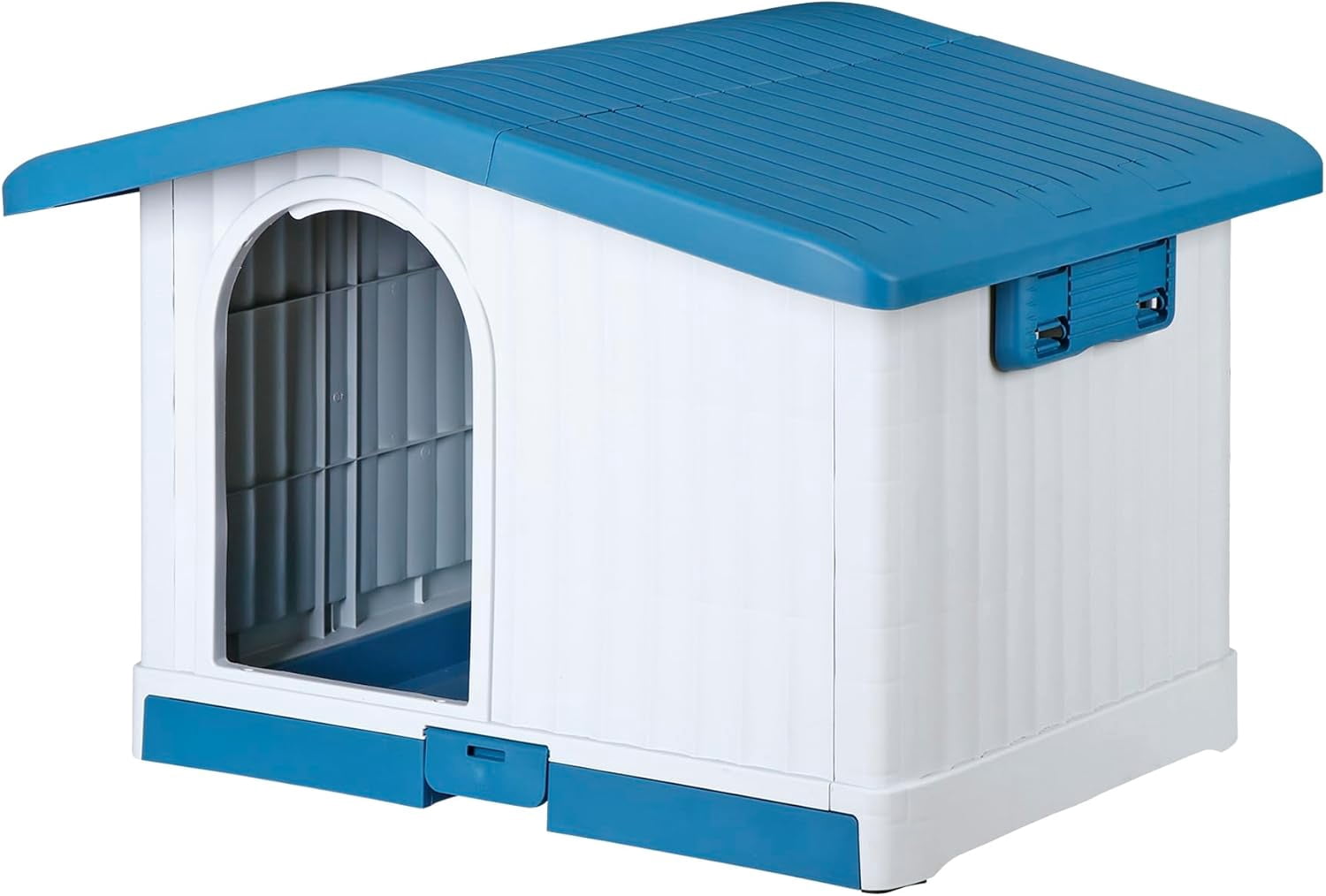 34.6 Inches Sturdy Plastic Dog House with Liftable Roof, Indoor Outdoor ...